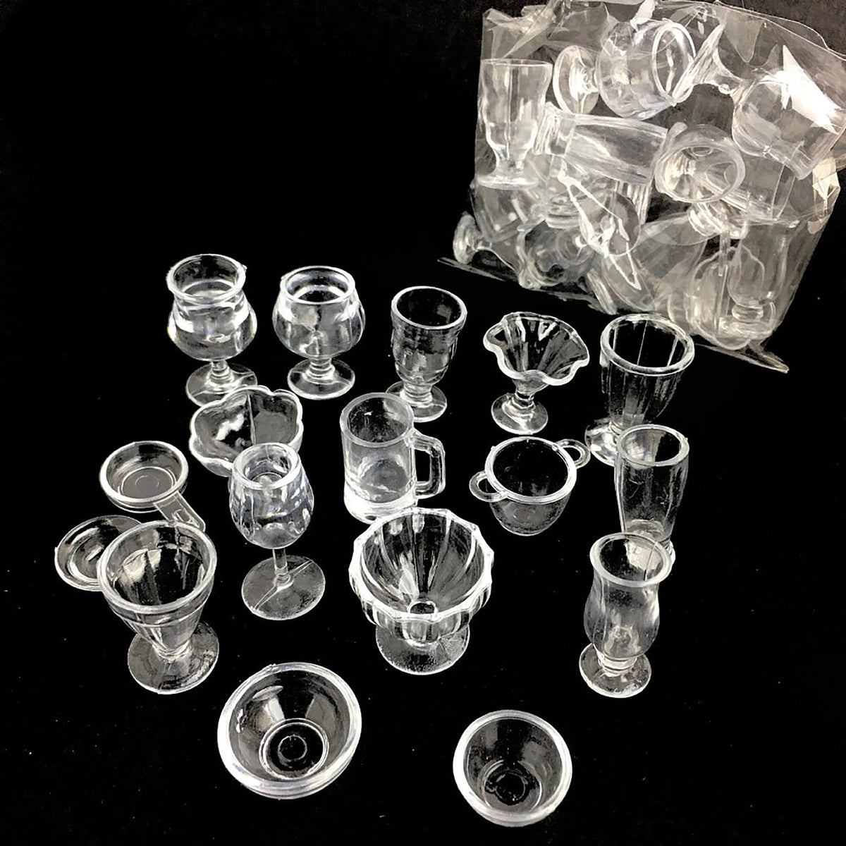 17 Piece Clear Plastic Miniature Dollhouse Drinking Glass, Wine Glass ...