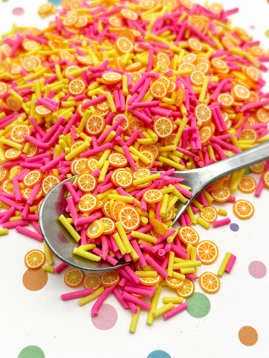 SUMMER SHANDY, Bright Pink and Yellow Polymer Clay Fake Sprinkles with ...