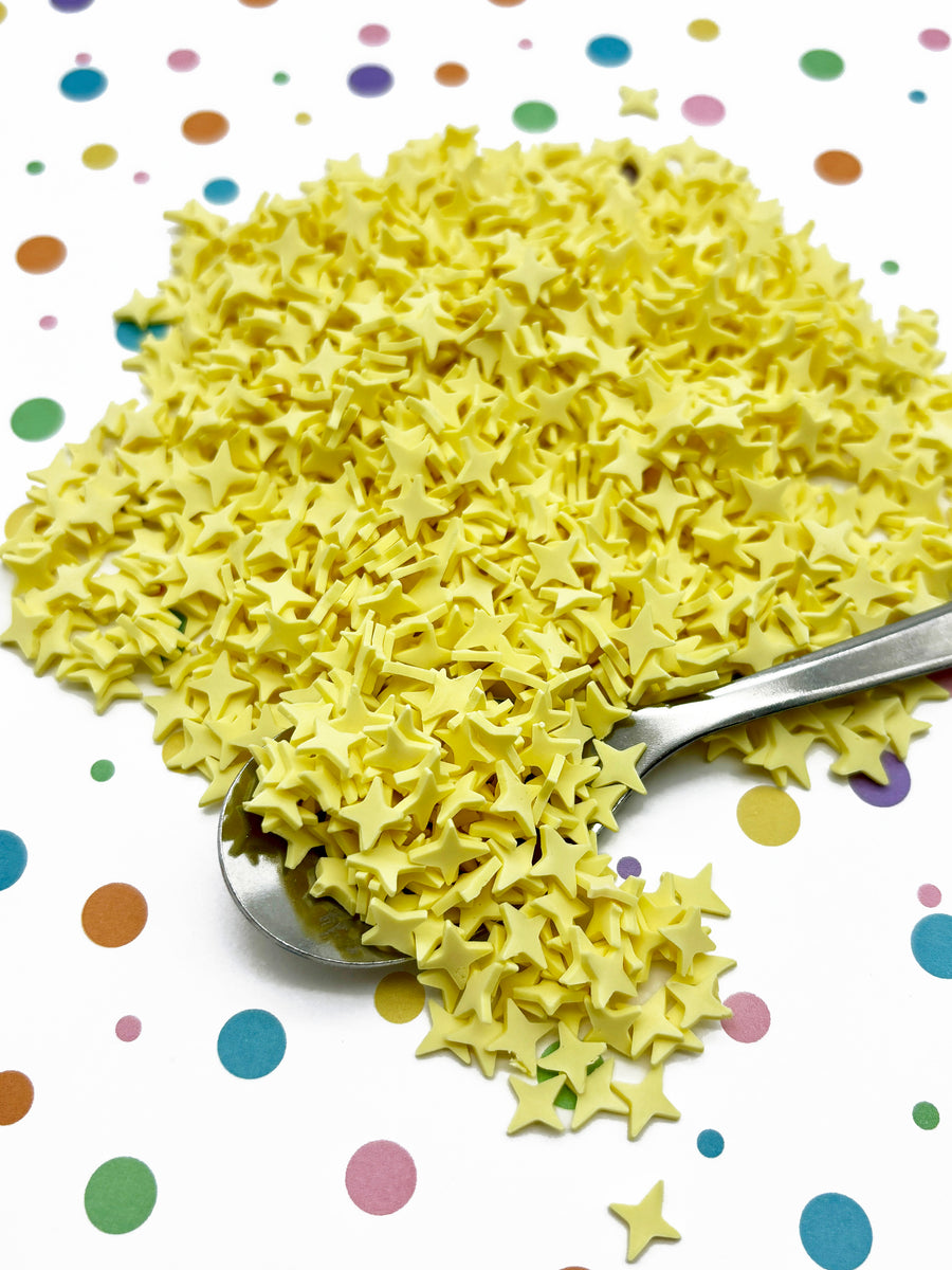 Larger Yellow 4 Point Star Sprinkles, Polymer Clay Fake NON EDIBLE Spr ...