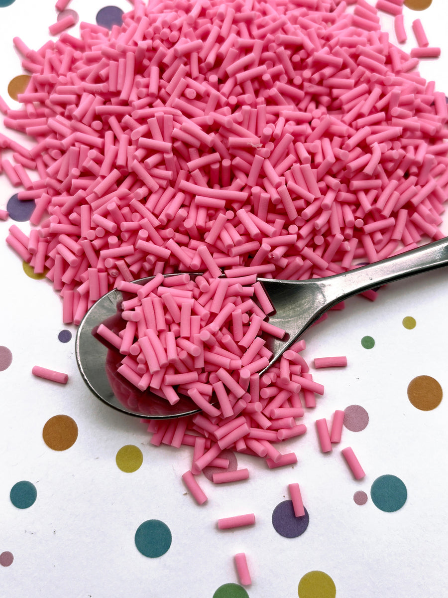 Bubblegum Pink Polymer Clay Fake Long Sprinkles, Fake Decoden Funfetti ...