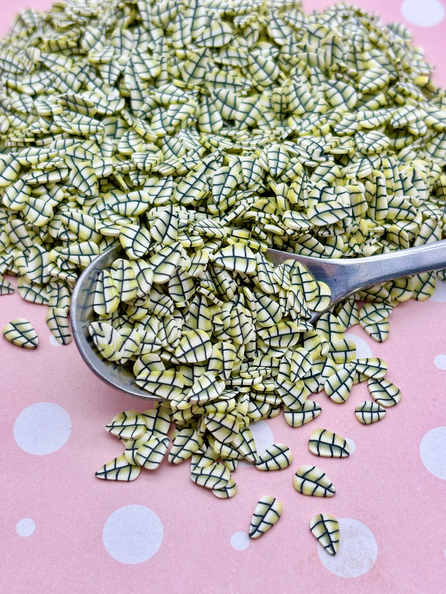 Green/White Gradient Polymer Clay Leaf Sprinkles, Fimo Fake Sprinkle M ...