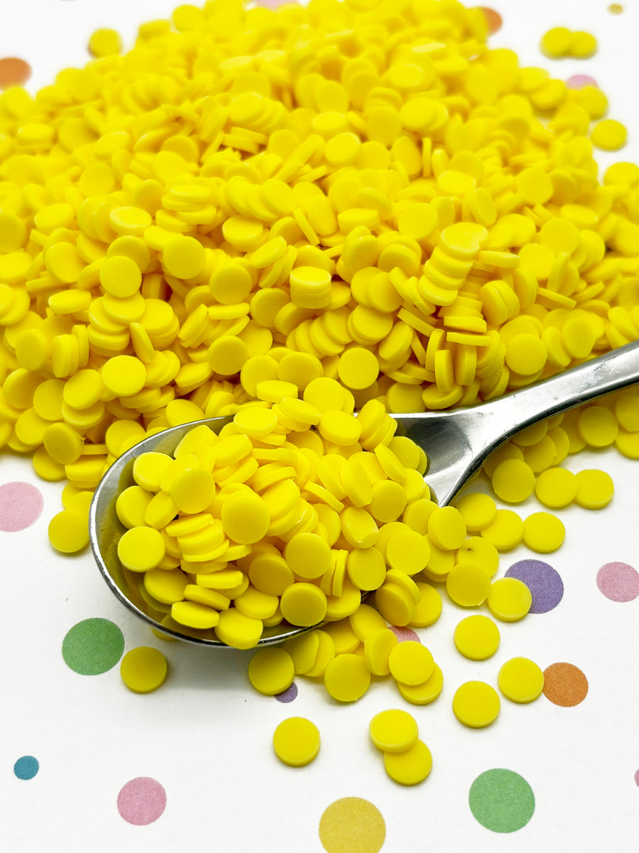 Bright Yellow Polymer Clay Round Confetti Sprinkles, Fake Sprinkles, D ...