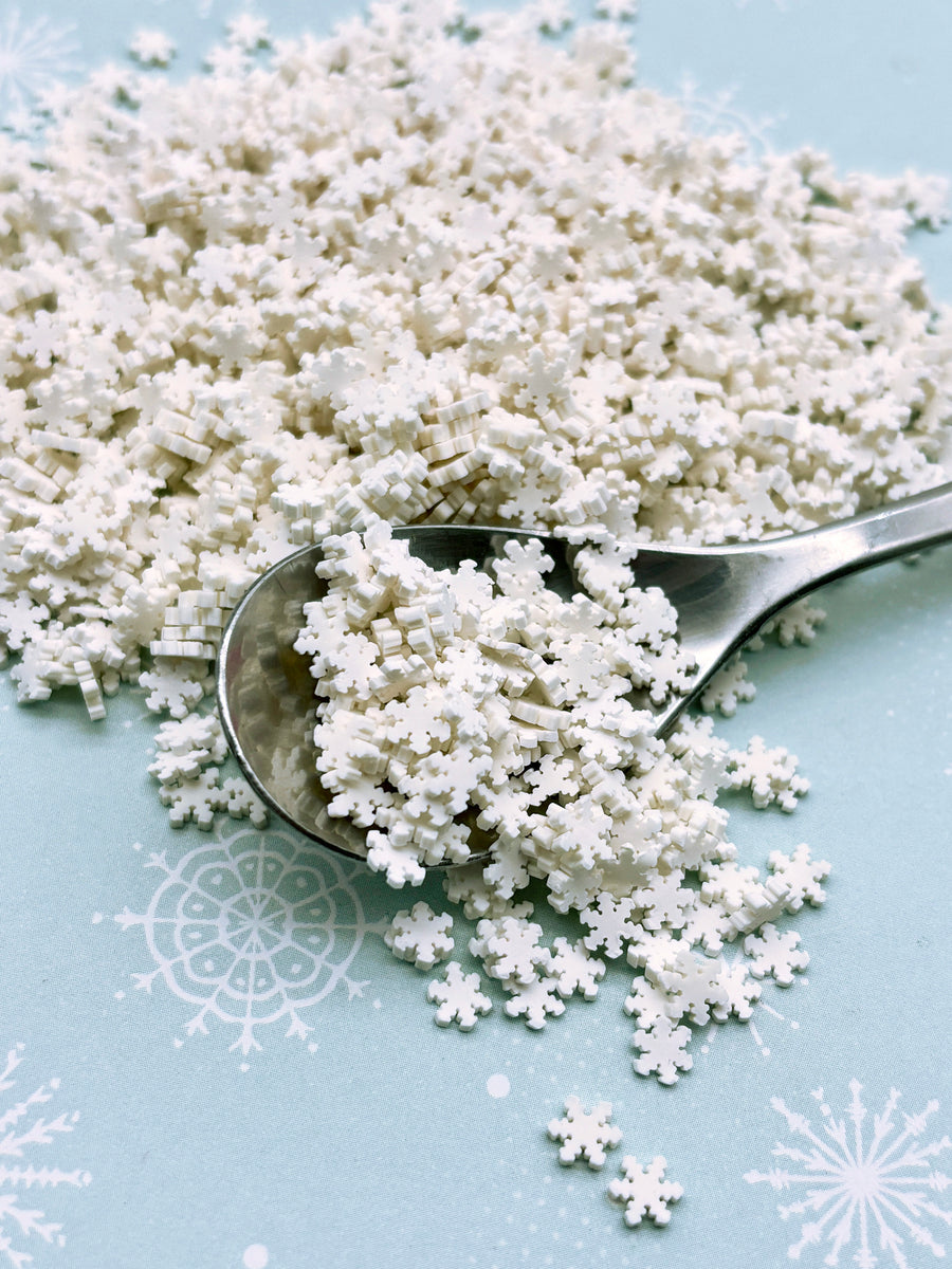 Polymer Clay White Snowflake Sprinkles, Fake Sprinkles, Decoden Funfet ...