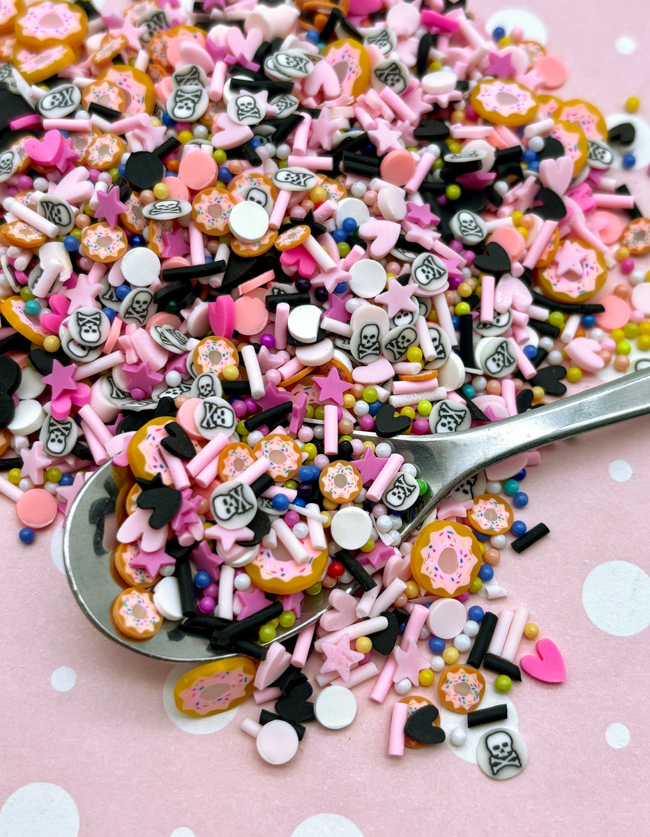 Death Metal and Donuts, Spooky Goth Sprinkle Mix with Cabochon, Polyme ...