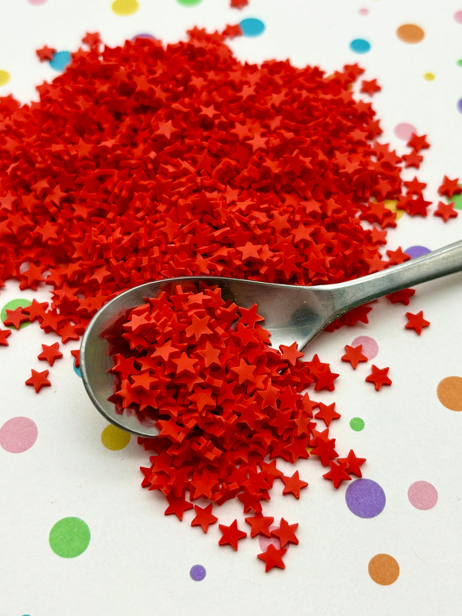 RED STAR Sprinkle Mix, Polymer Clay Fake Sprinkles, Decoden Funfetti J ...