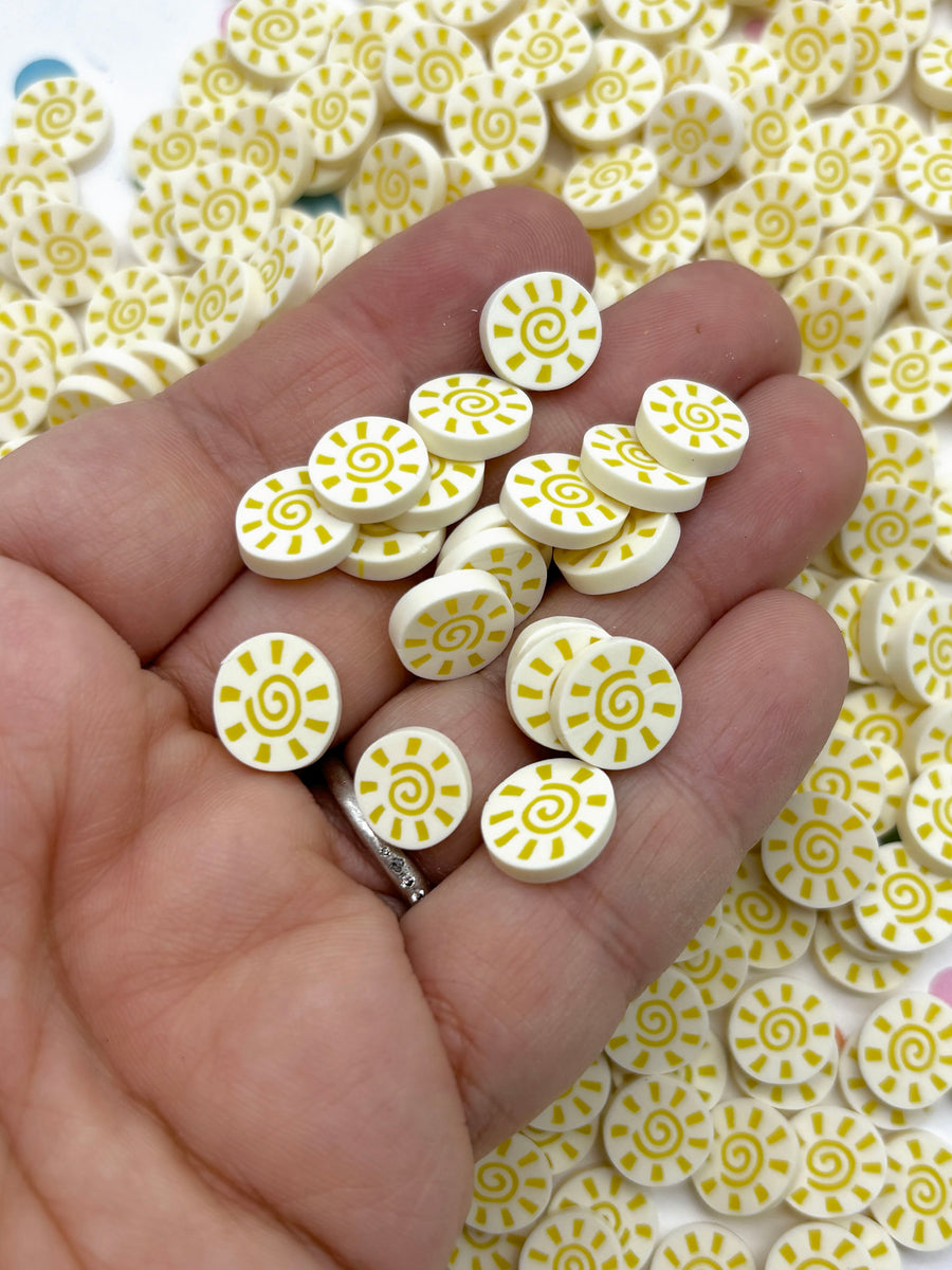 Larger Yellow Sun Polymer Clay Sprinkle Slices, Polymer Clay Fake Spri ...