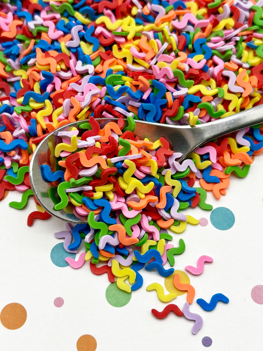 Rainbow Polymer Clay Squiggle Confetti Polymer Clay Fake Sprinkles, No ...