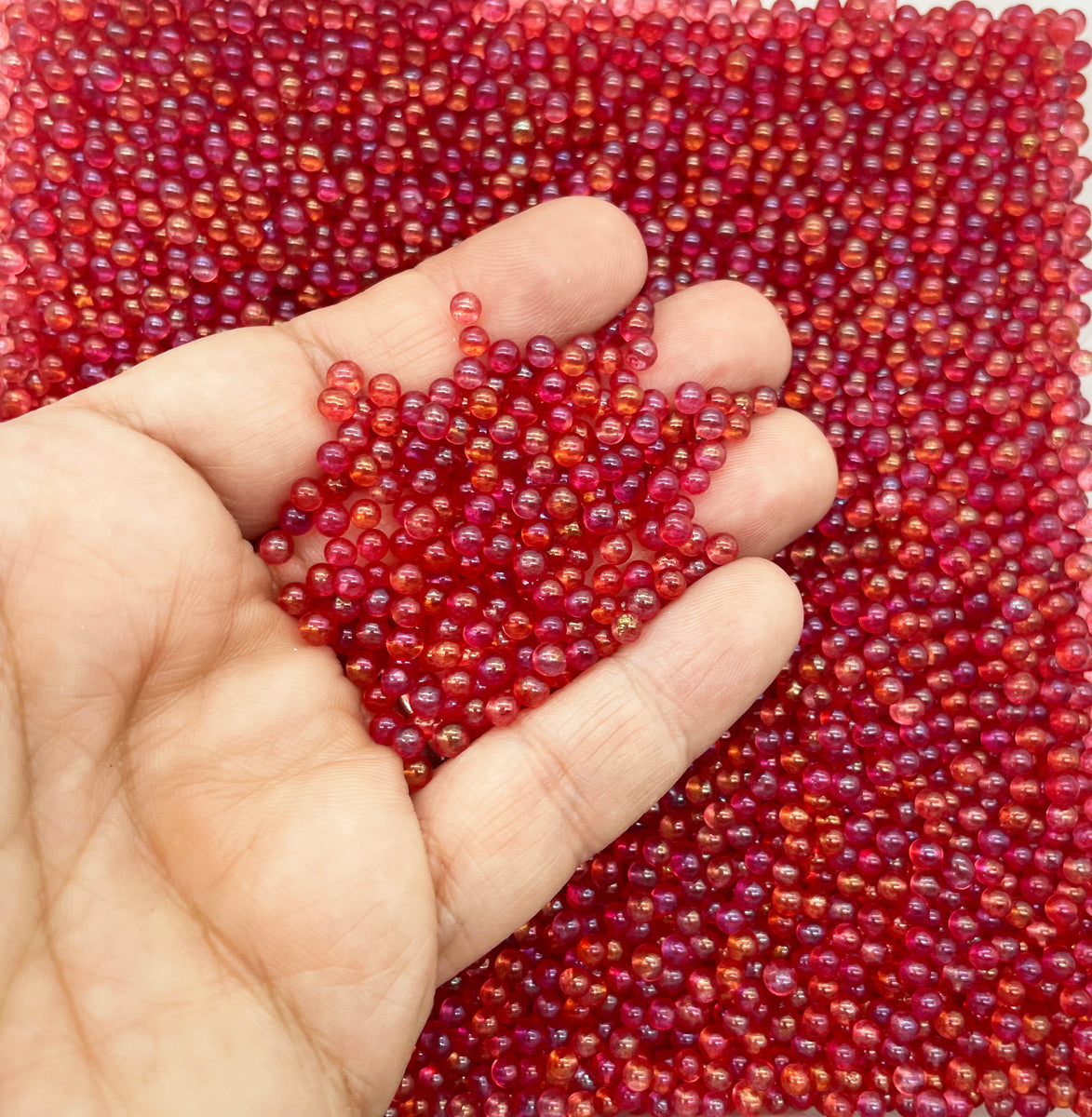 Non Edible Red Glass Assorted ROUND Microbeads, 3- 3.5mm No Hole Seed ...