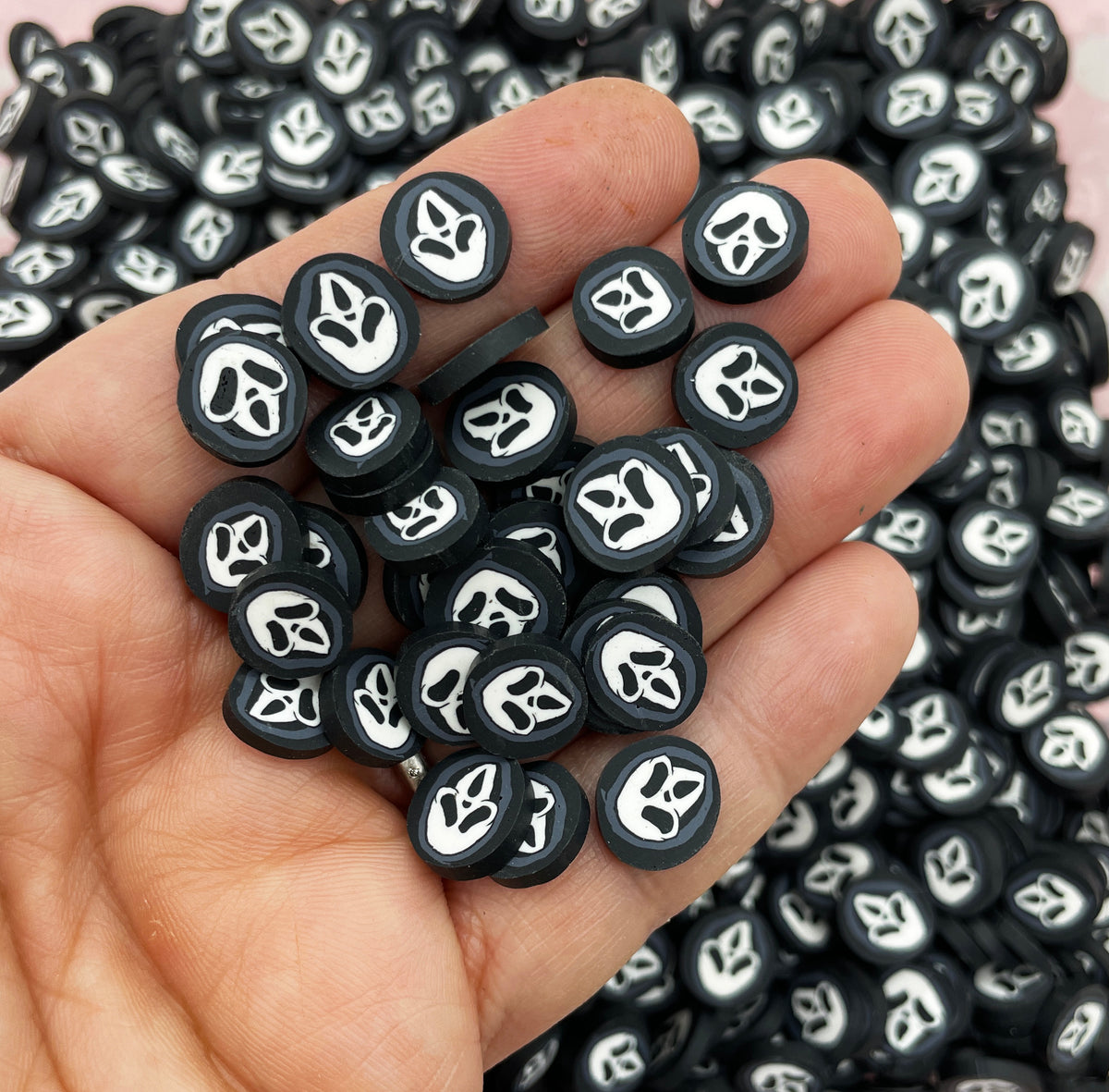 Larger Size Black Scream Spooky Mask Halloween Polymer Clay Sprinkles ...