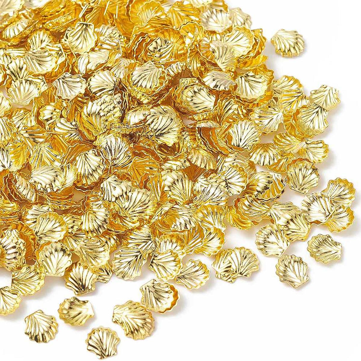 50 Tiny 6mm Gold Toned Metallic Seashell Clam Shell Cabochons, Cute Ka ...