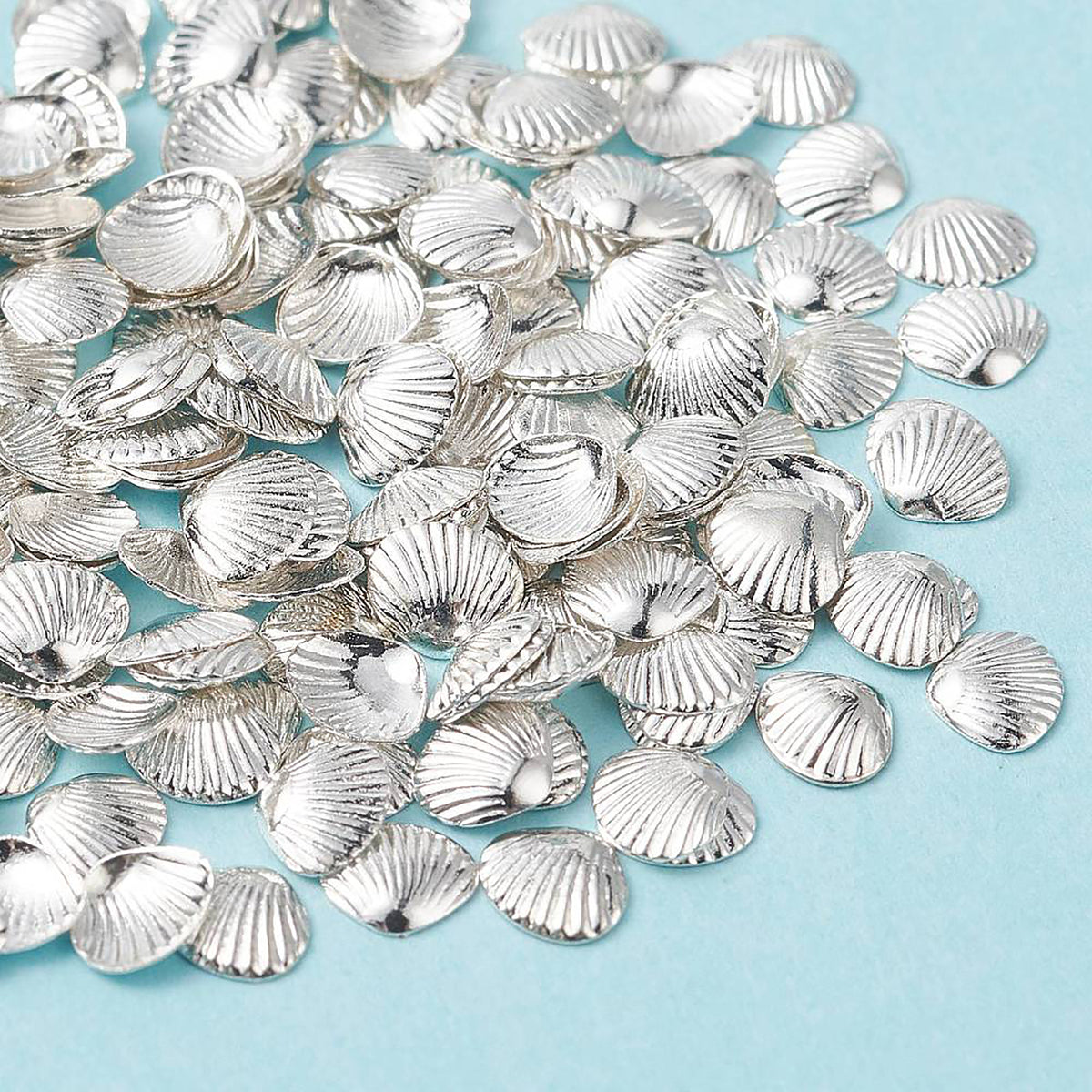 50 Tiny 5mm Silver Toned Metallic Clam Seashell Cabochons, Cute Kawaii ...