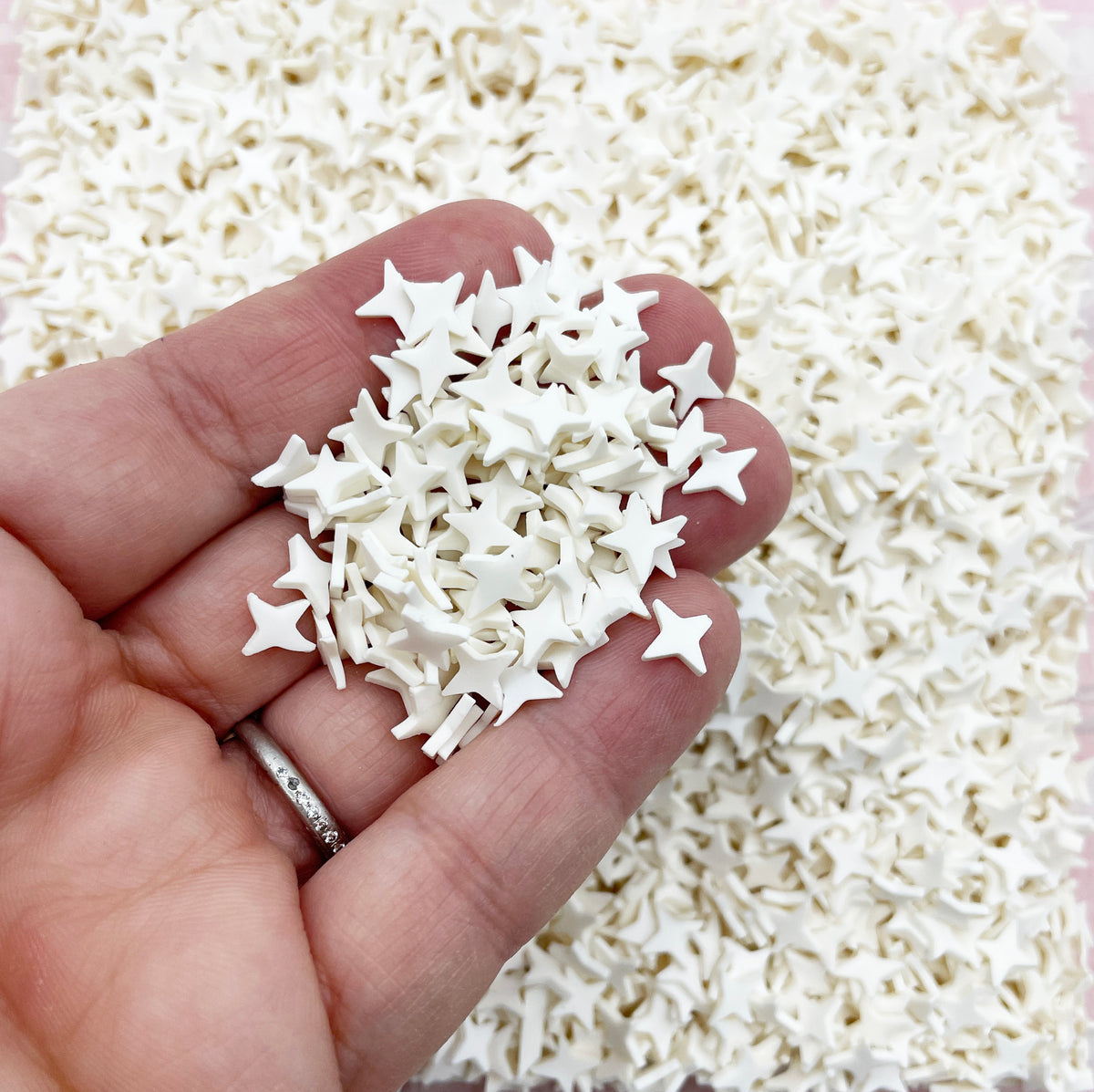 Larger White 4 Point Star Sprinkles, Polymer Clay Fake NON EDIBLE Spri ...