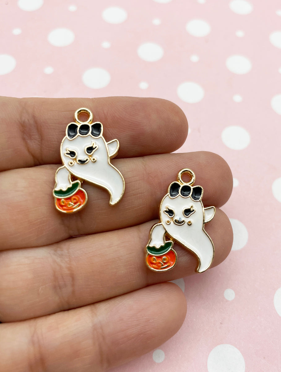 10 Destash Slight Defect Gold Tone Enamel Cute Halloween Spooky Ghost ...