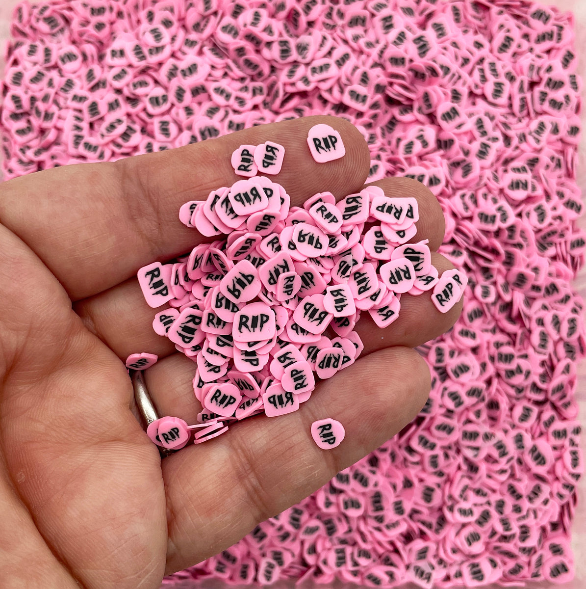 Small Pink Spooky RIP Halloween Tombstone Headstone Polymer Clay Sprin ...