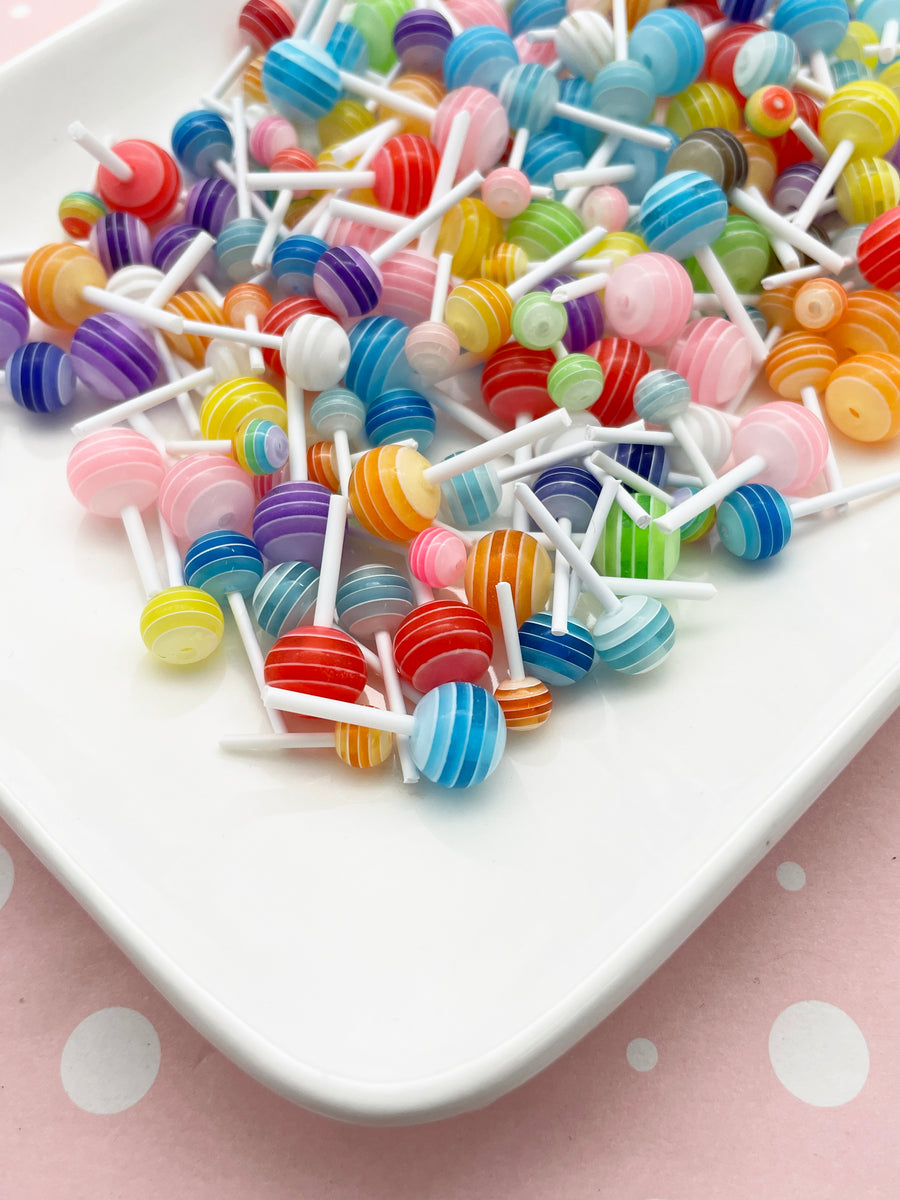 10 assorted Size Round Lollipop Cabochons, Cute Candy Colored Cabs 116 ...