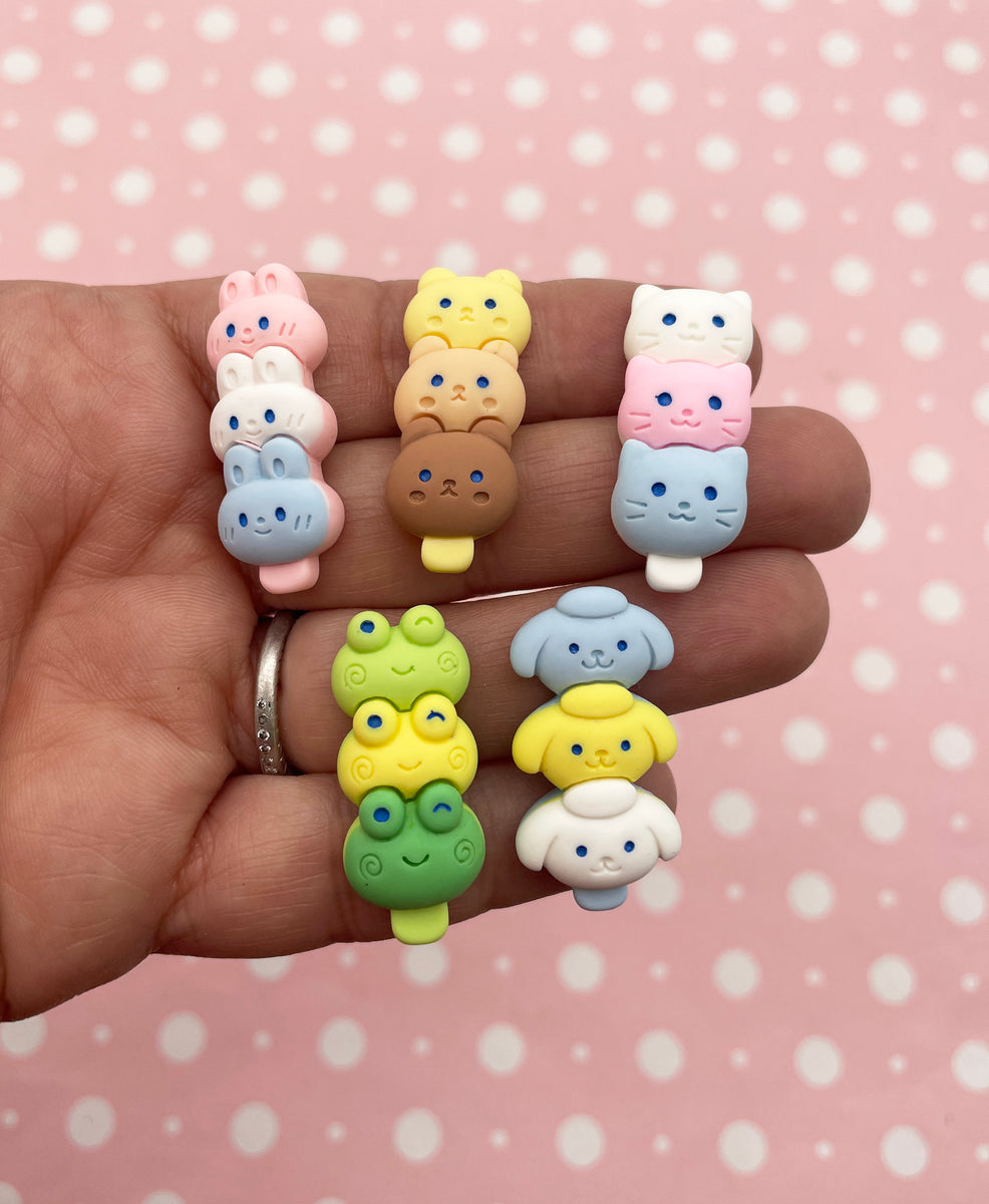 5 Cute Animal Popsicle Dango Ice Cream Cabochons, Kawaii Decoden Ice C ...