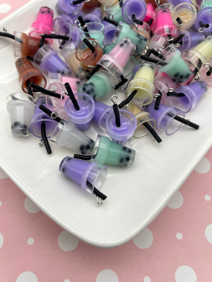 6 Miniature Boba Frappuccino Drink Cup Cabochons, Assorted Color ...