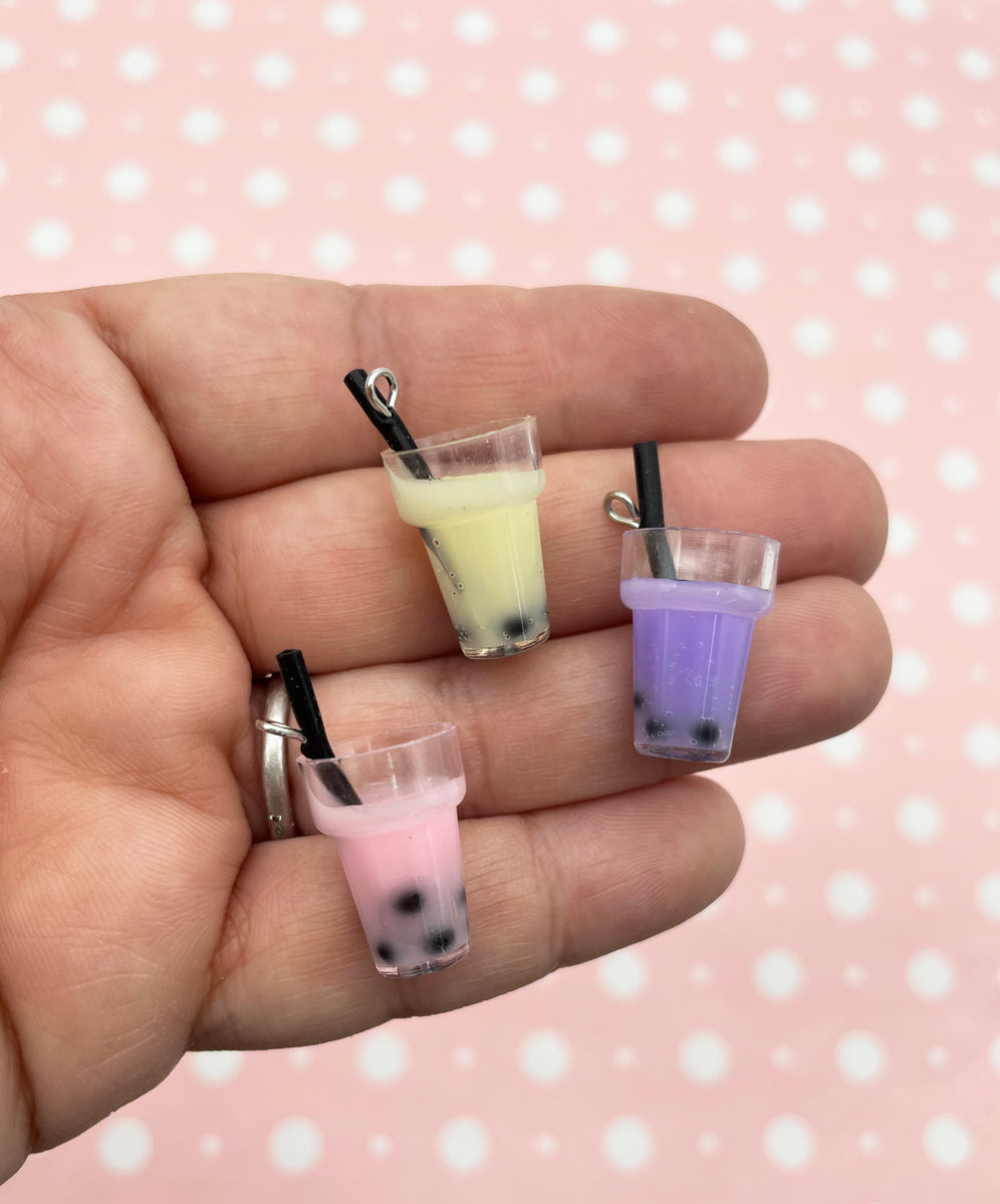 3 Miniature Boba Frappuccino Drink Cup Cabochons, Assorted Color Caboc ...