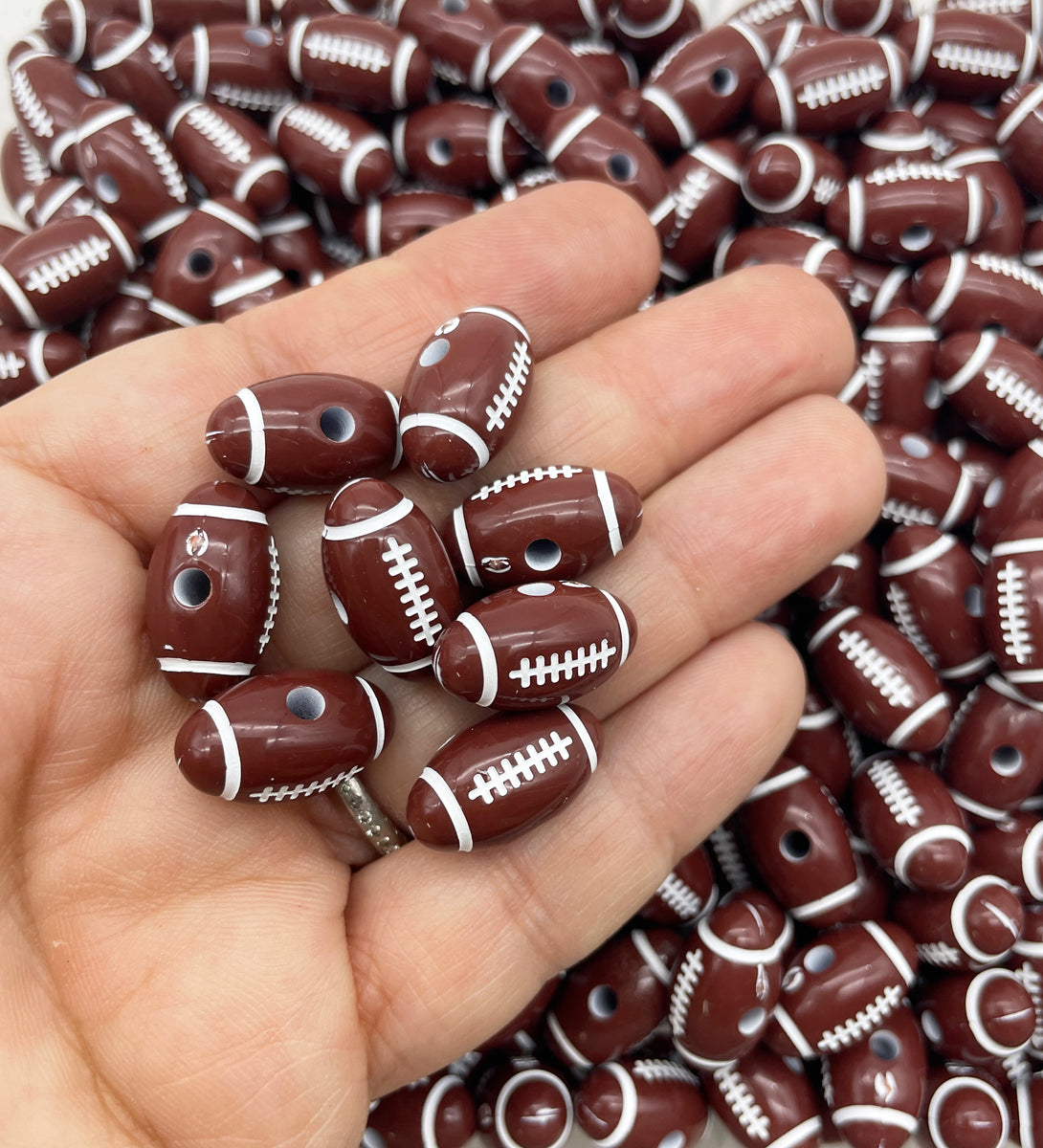 20 Acrylic Football Rugby Beads, Foot Ball Sports Jewelry Findings J14 ...