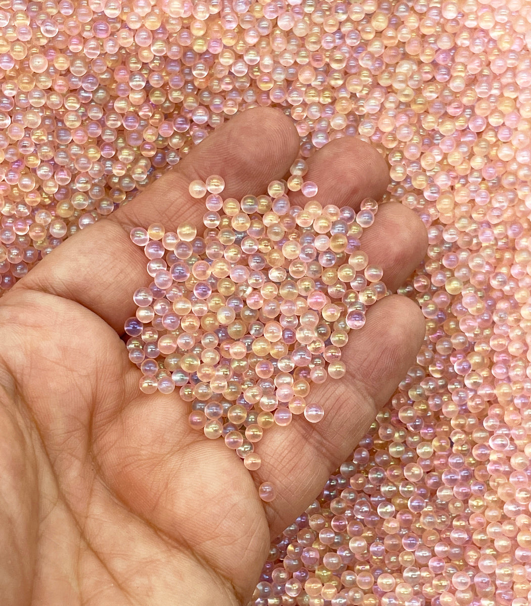 Non Edible Light Pink Glass Assorted ROUND Microbeads, 3- 3.5mm No Hol ...