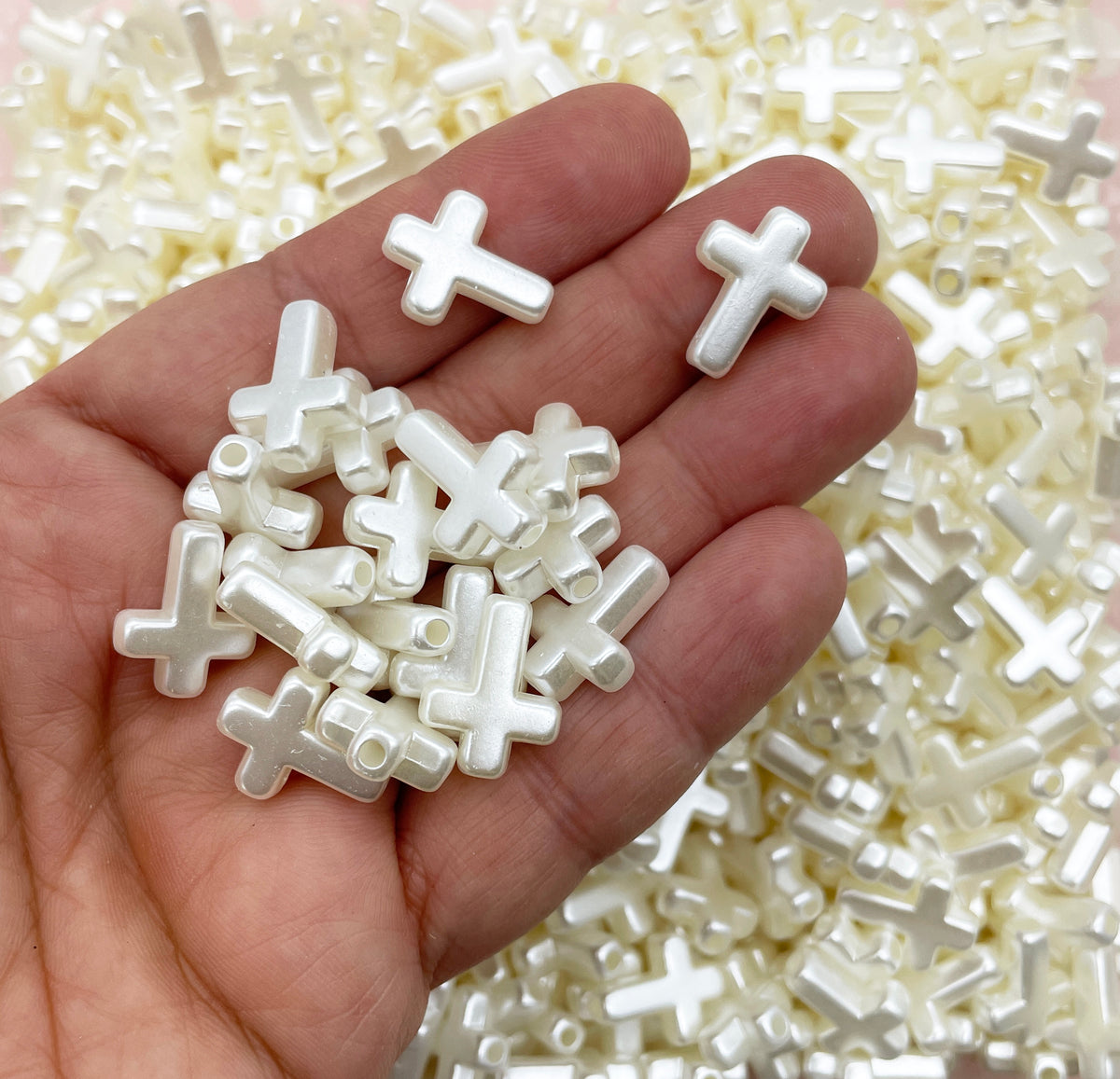 40 Ivory Pearl Acrylic Cross Beads J134 – Happy Kawaii Supplies