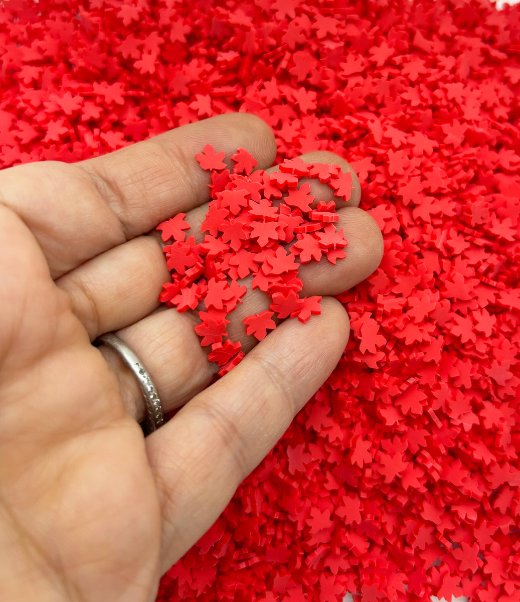 Red Polymer Clay Maple Leaf Sprinkles, Fimo Fake Sprinkle Mix, Decoden ...