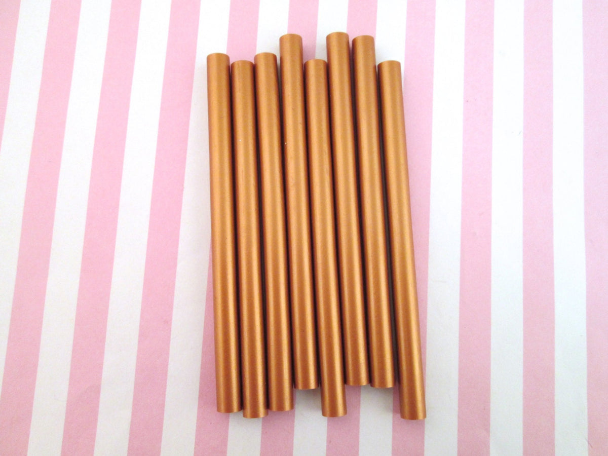 10 Piece Copper Metallic Hot Glue Sticks for Kawaii and Decoden, Wax S ...