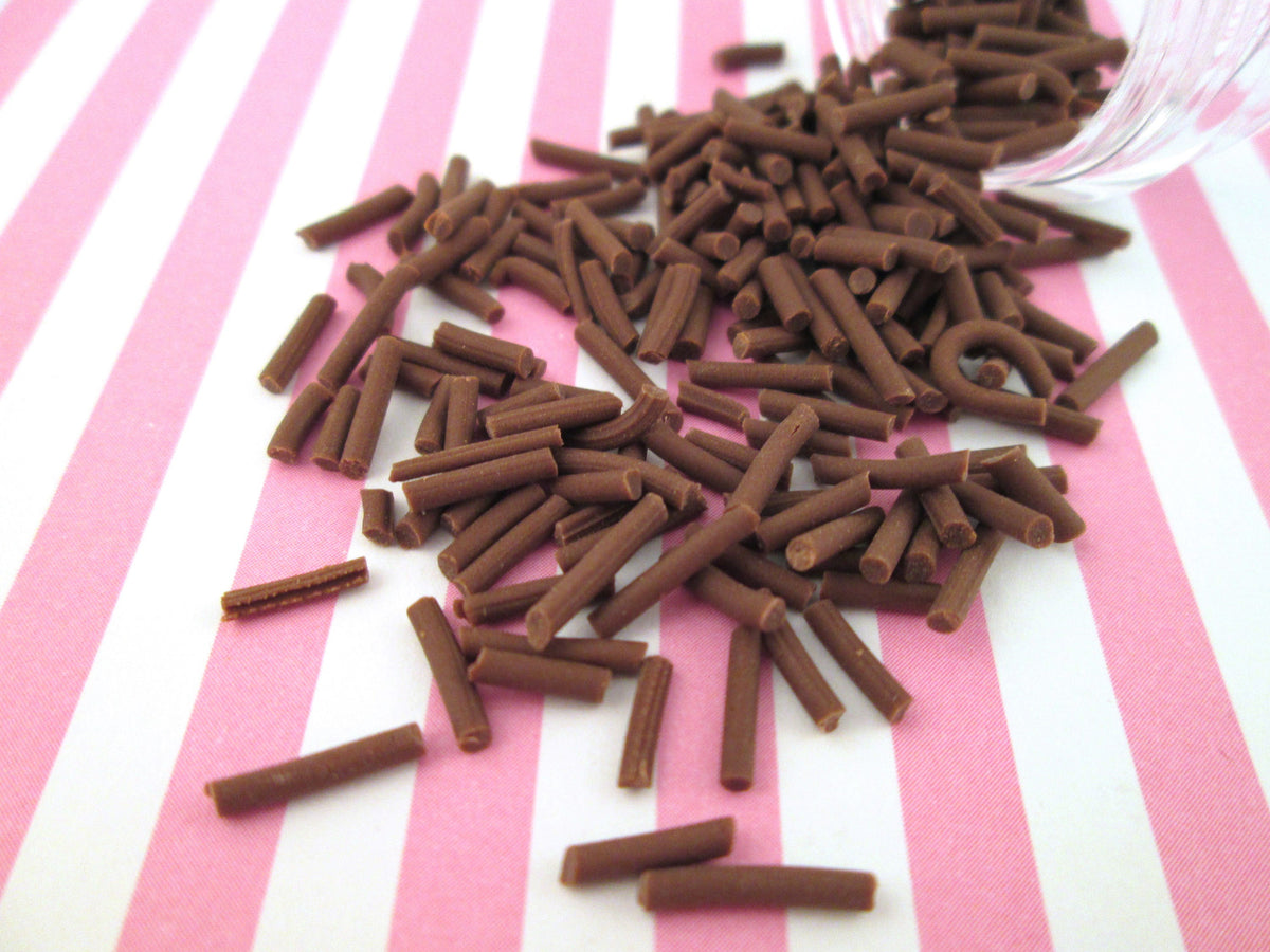 Long Chocolate Brown Polymer Clay Fake Long Sprinkles, Decoden Funfett ...