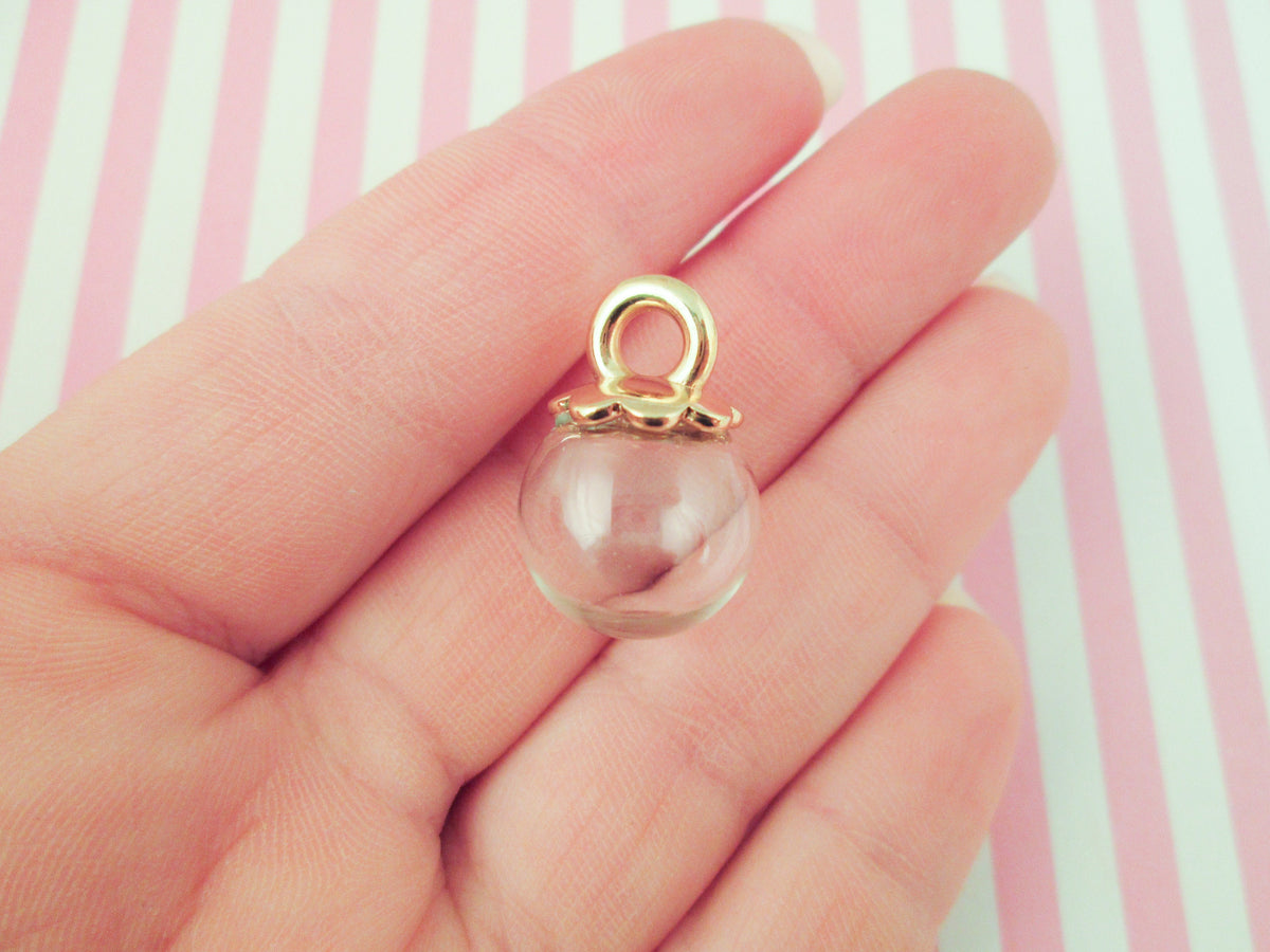 10 Gold Tone Scalloped Bead Caps for Glass Dome Terrarium Pendant sets ...