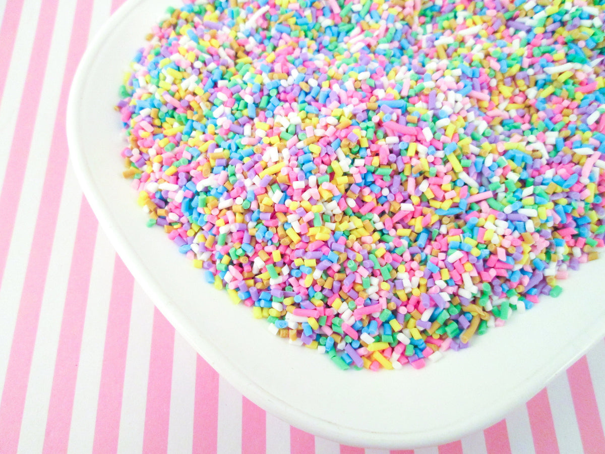 Polymer Clay Fake Faux Sprinkles, Cute Decoden Rainbow Funfetti Jimmie ...