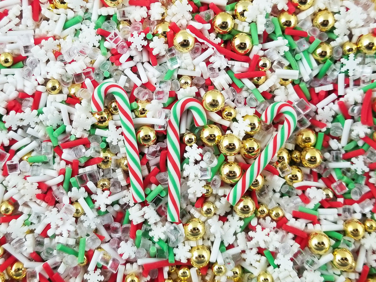 CAROLING CANDIES Sprinkle Mix with 3 Polymer Candy Canes, Polymer Clay ...
