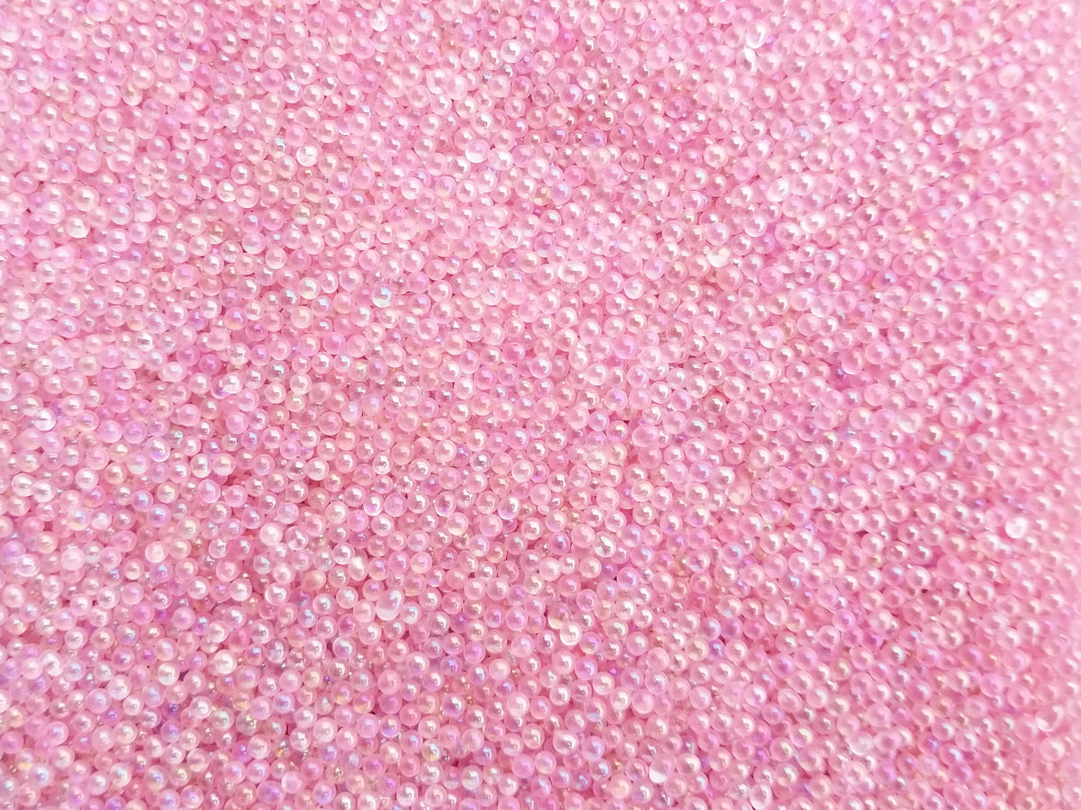 Iridescent Pink Clear Glass Assorted ROUND Microbeads, 2-2.5mm No Hole ...