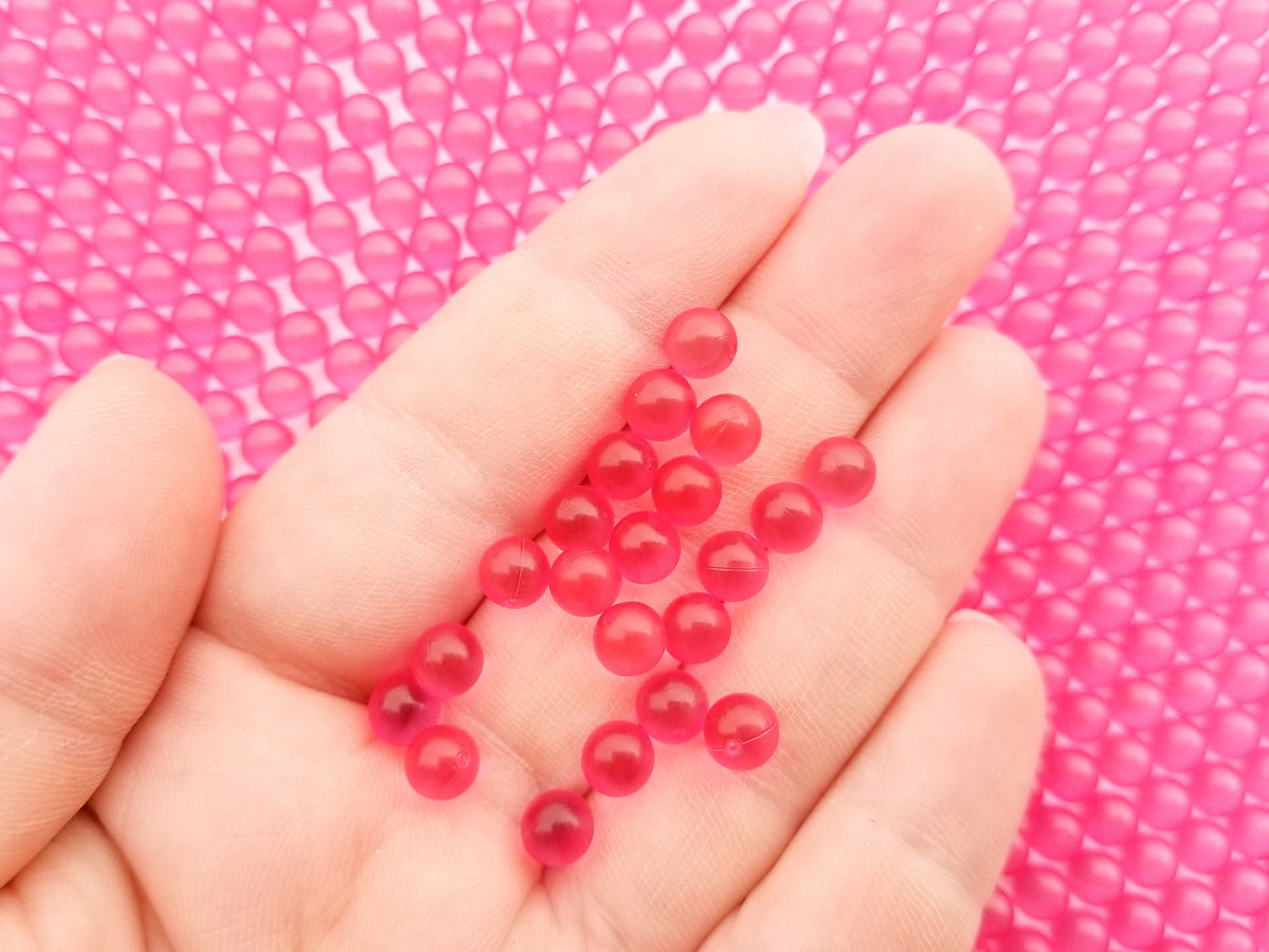 Pink 6mm Translucent Pearls, Popping Boba Resin Gumball Pearls, Faux N ...