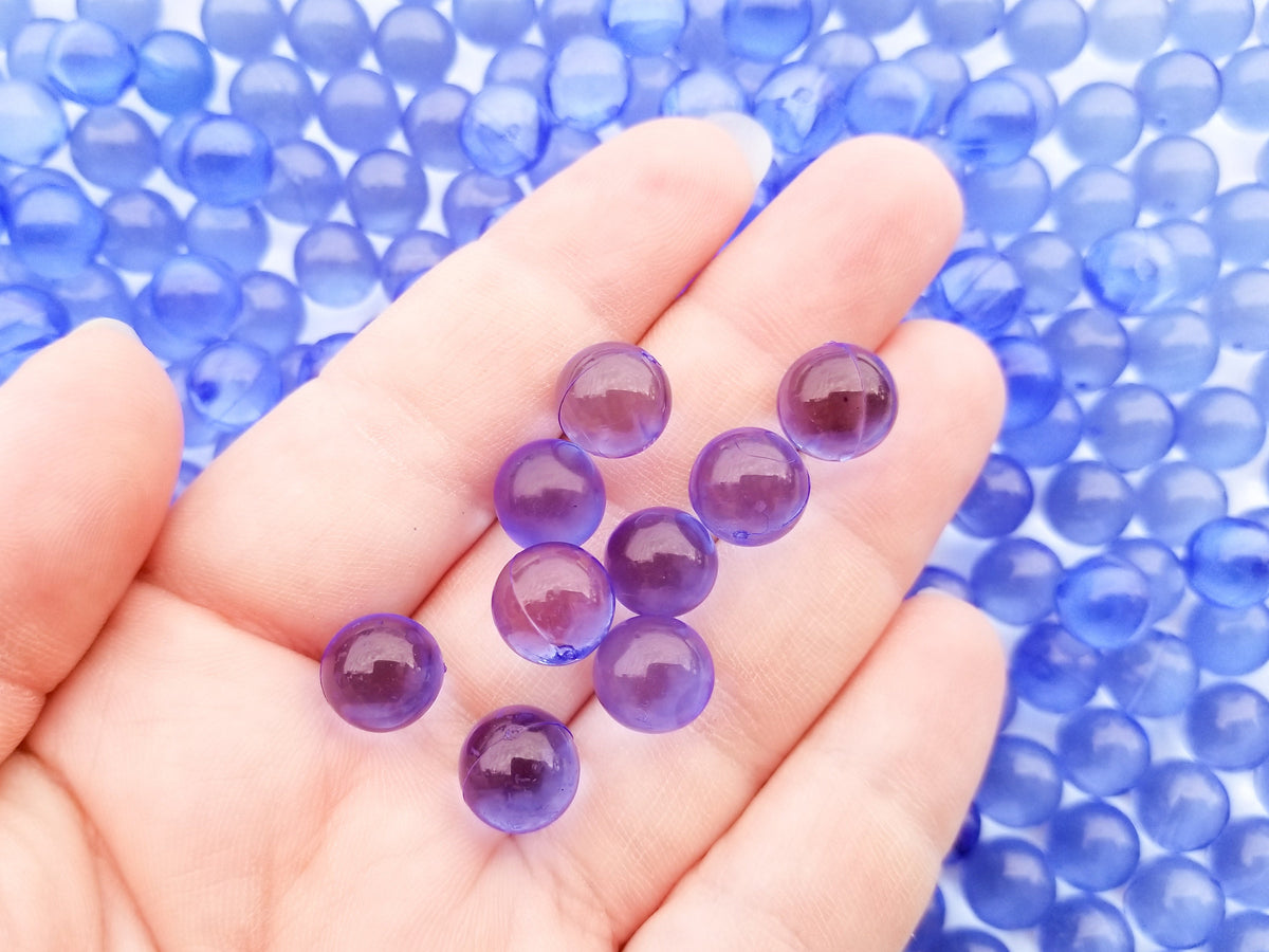 Blue 10mm Translucent Pearls, Popping Boba Resin Gumball Pearls, Faux ...