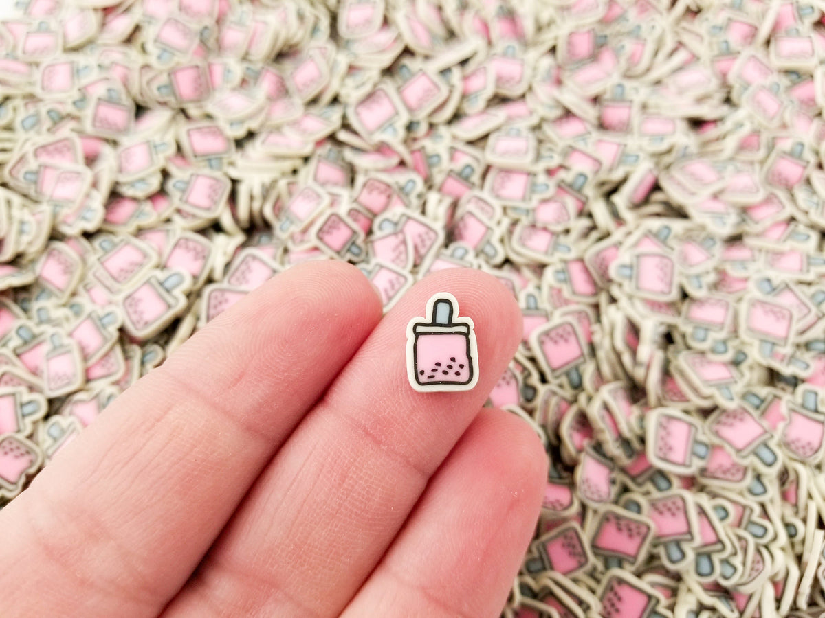 Large Strawberry Bubble Tea Polymer Clay Fake Food Sprinkle, Boba Tea ...