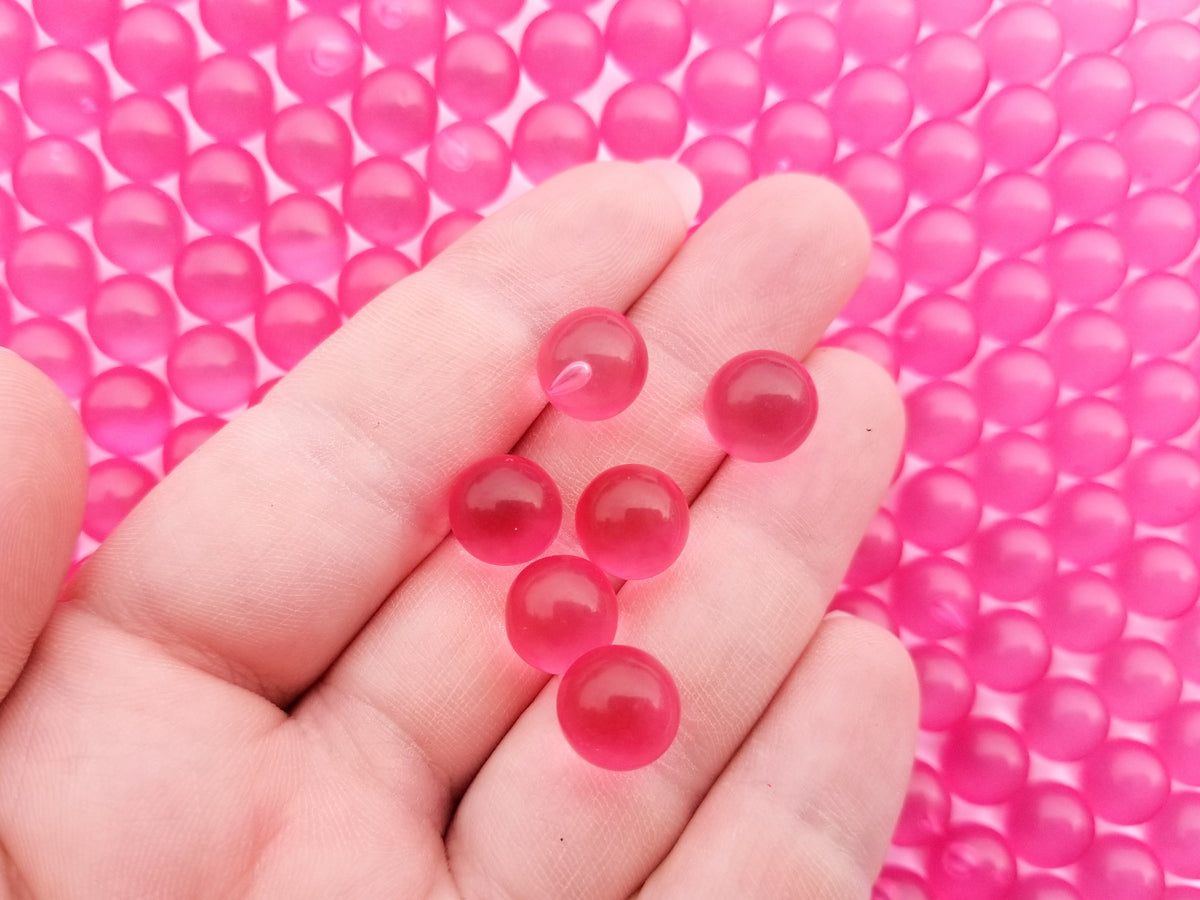 Pink 10mm Translucent Pearls, Popping Boba Resin Gumball Pearls, Faux ...