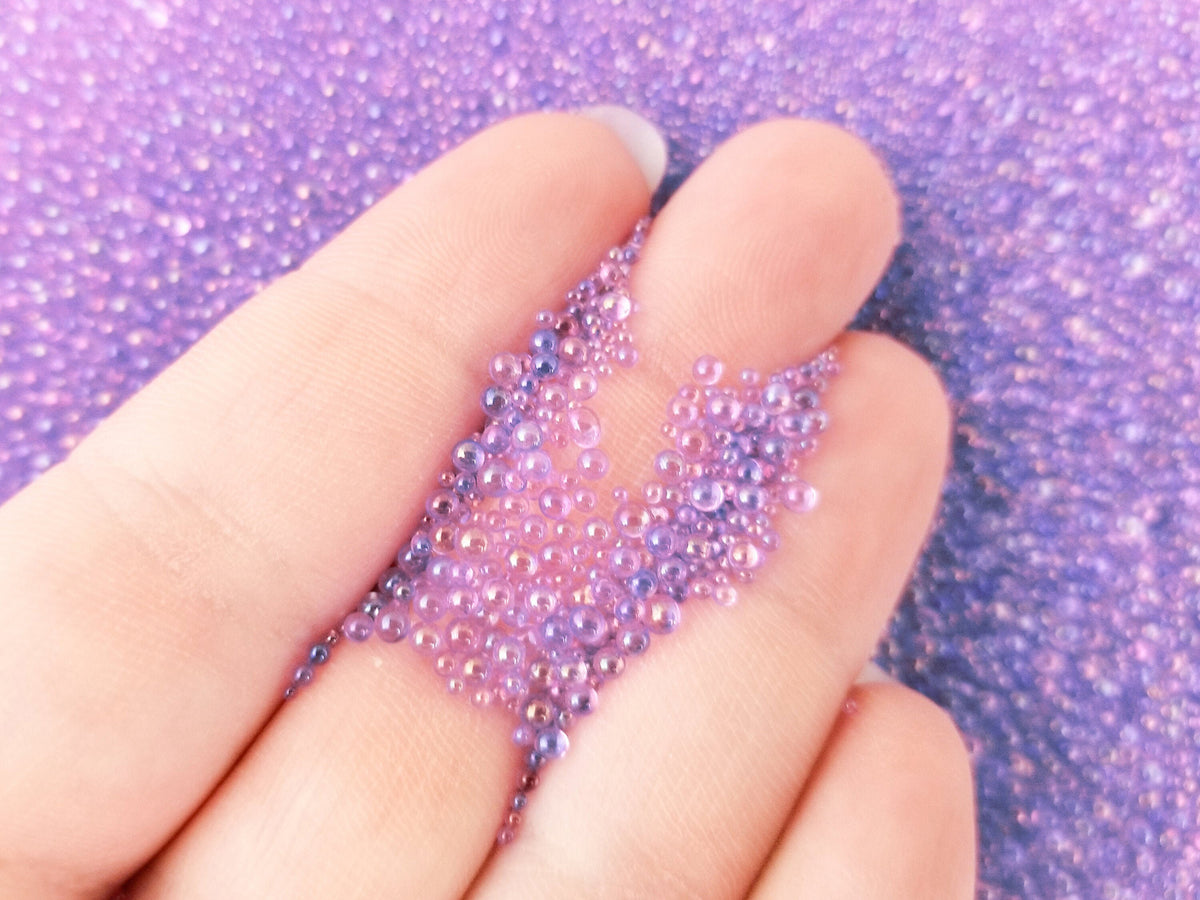 100 Grams Iridescent Light Purple Clear Glass Assorted Size Microbeads ...
