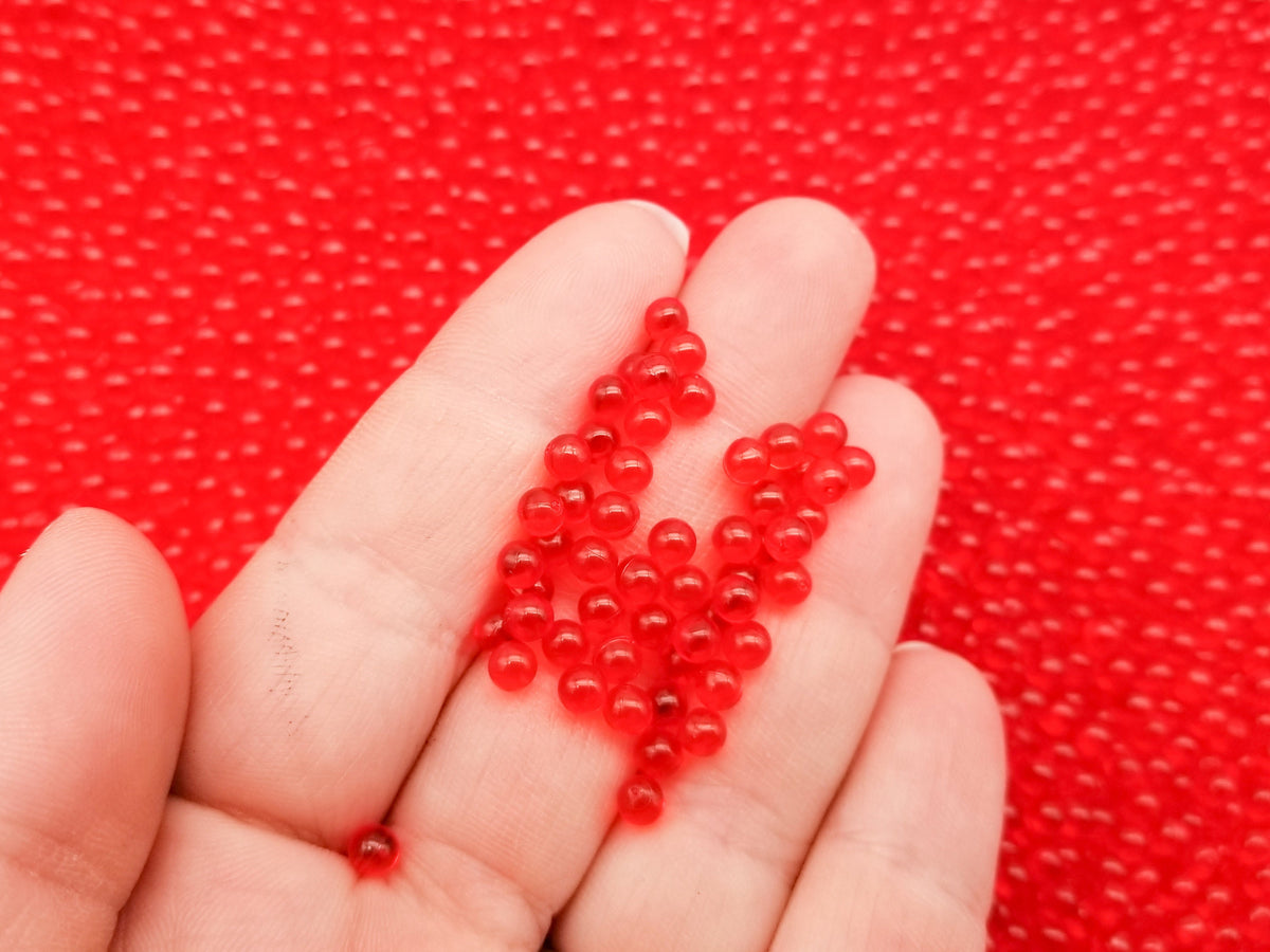 Red 4mm Translucent Pearls, Popping Boba Resin Gumball Pearls, Faux No ...