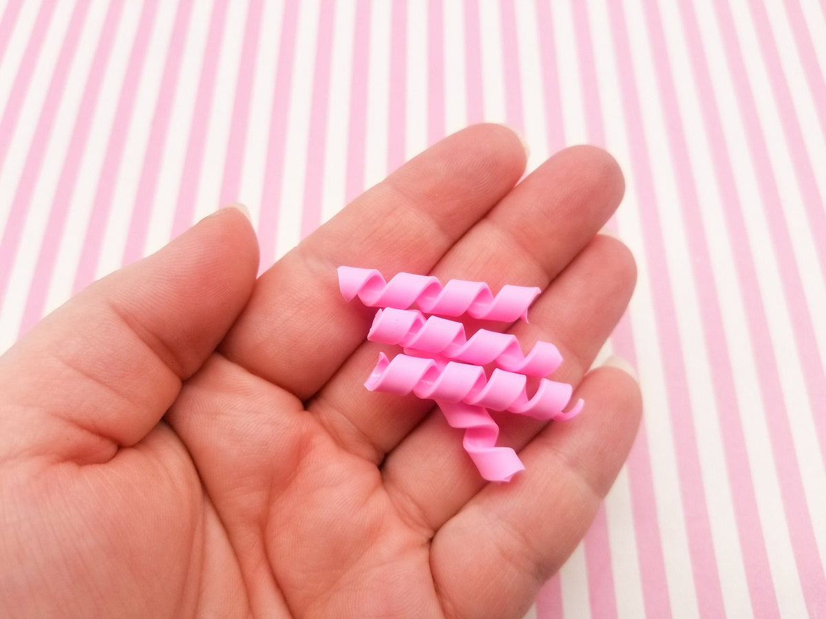 10 Fake Pink Chocolate Candy Curls, Decoden Cute Miniature Food Swirls ...