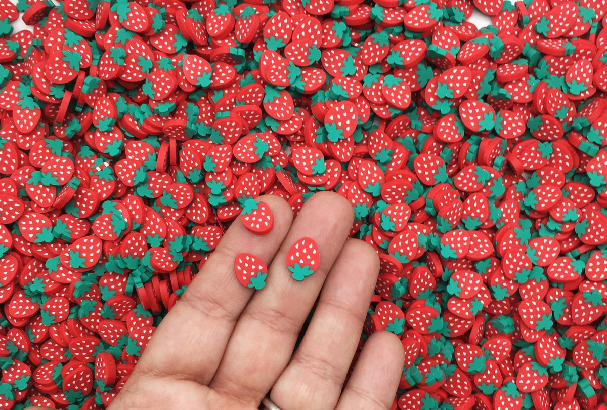 Larger Size Polymer Clay Strawberry Fruit Slice Sprinkles, INEDIBLE, N ...
