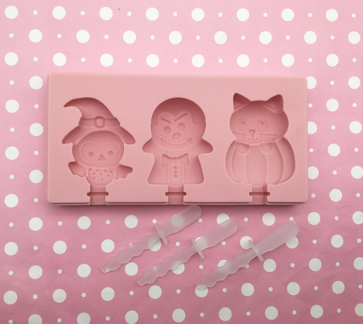Halloween Big 3 Cavity Popsicle Lollipop Mold, Silicone Cat, Vampire ...
