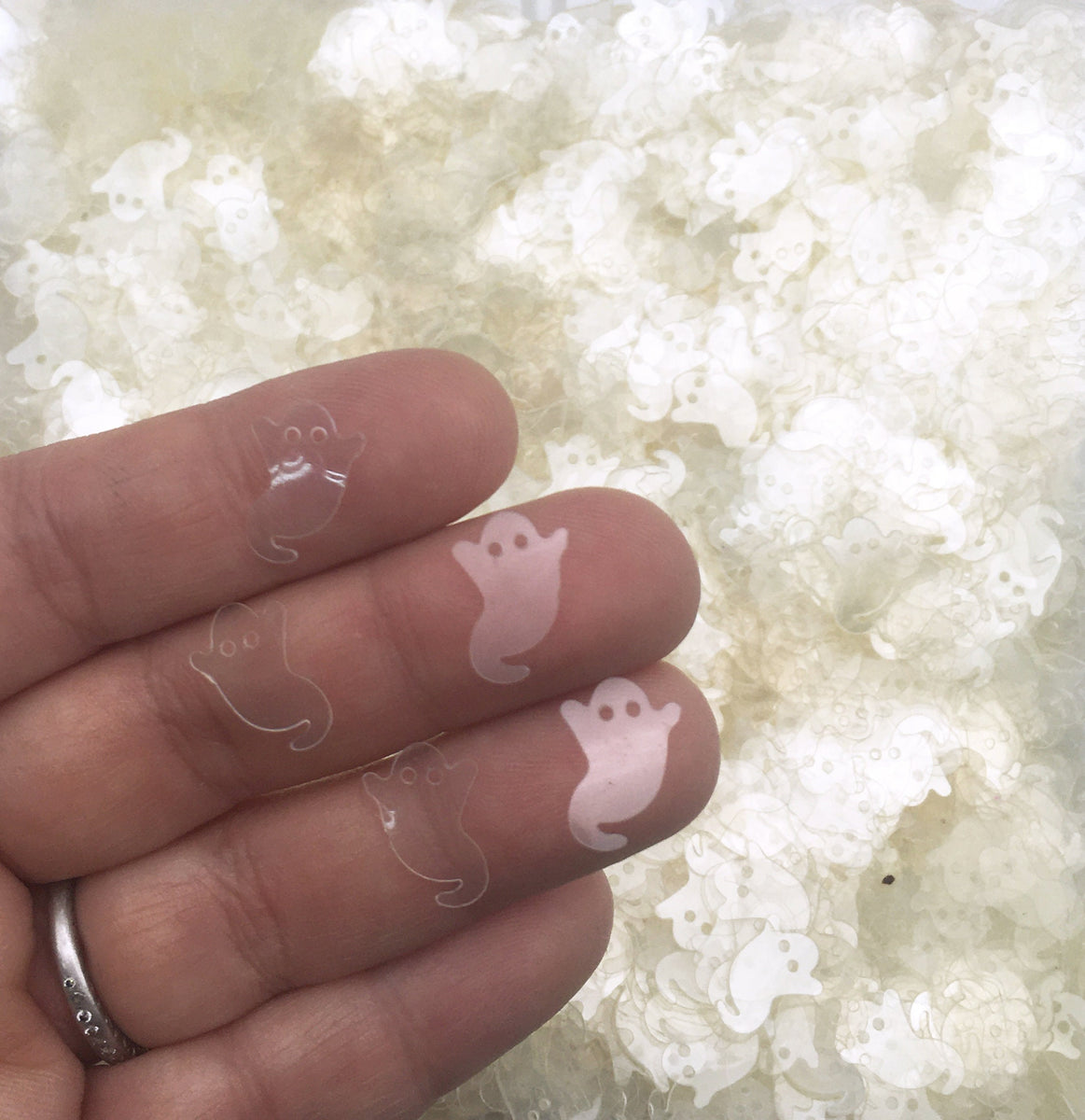 Clear Creepy Cute Ghost Confetti, Shaker Embellishment, Spooky Hallowe ...
