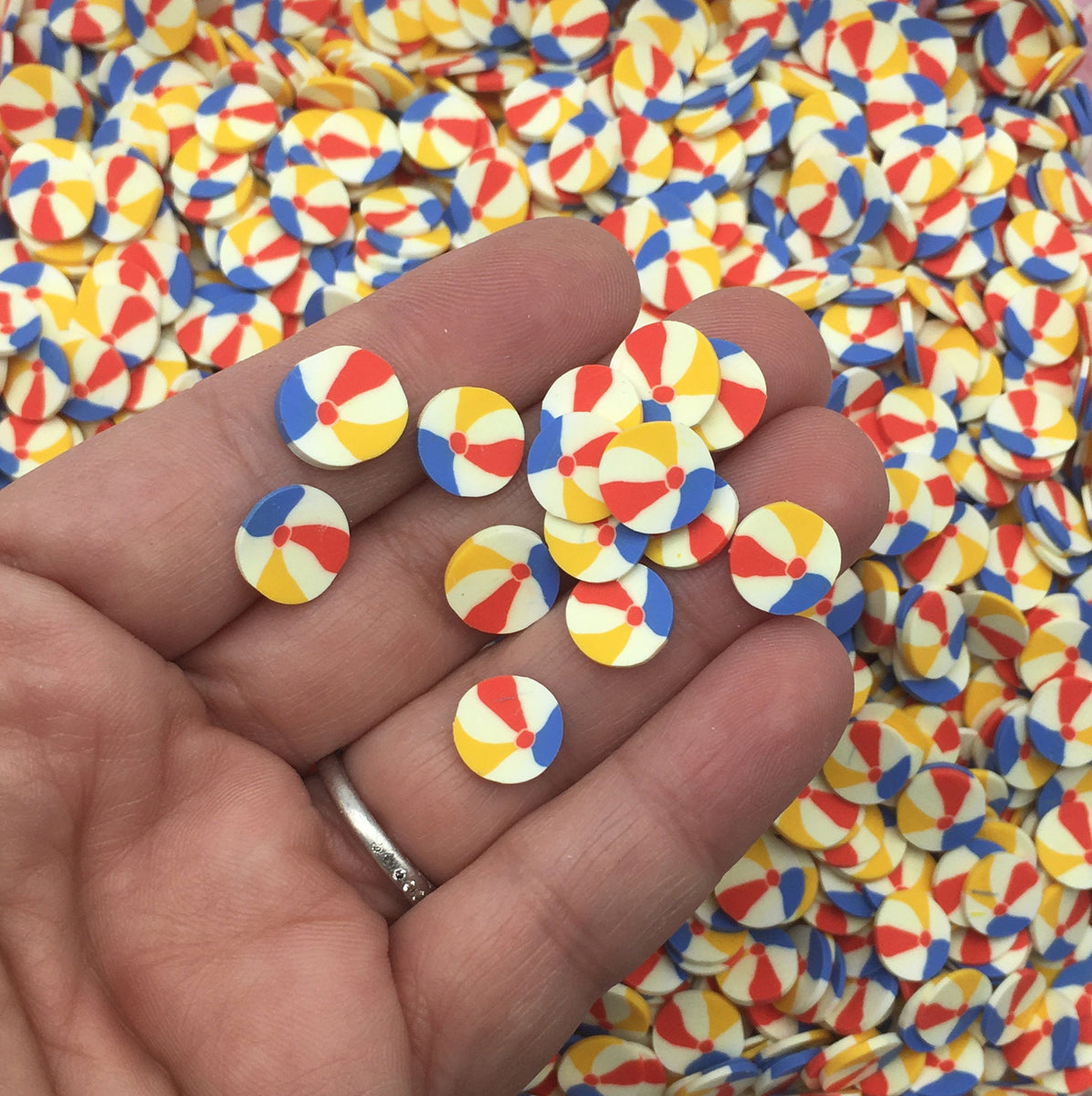 Larger Beach Ball Polymer Clay Round NON EDIBLE Confetti Sprinkles, Fa ...