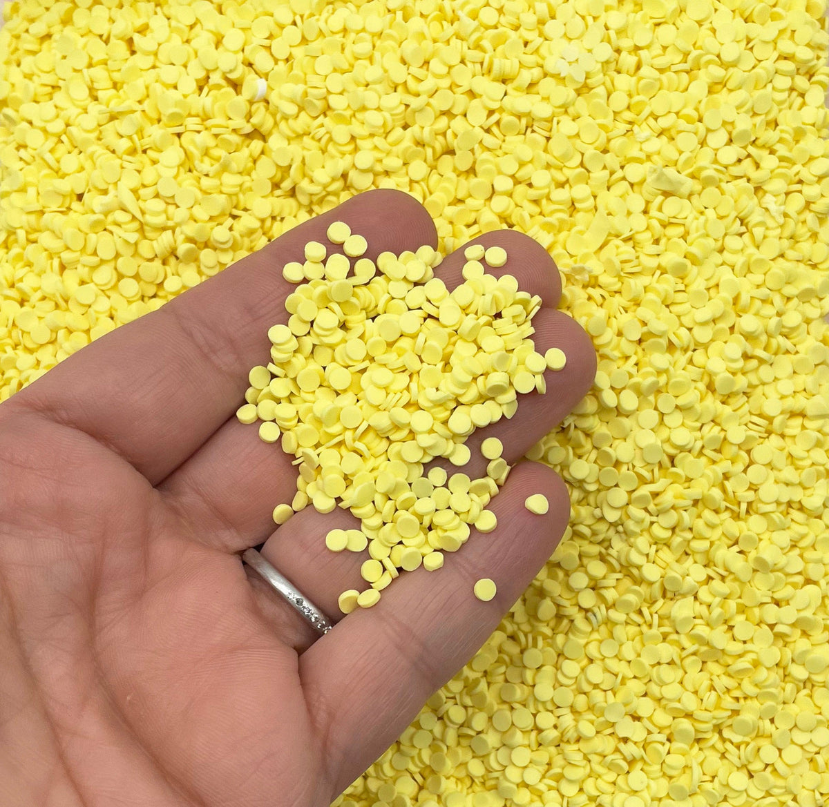 Light Yellow Mini Chip Polymer Clay Round Confetti Circles, Fake Sprin ...