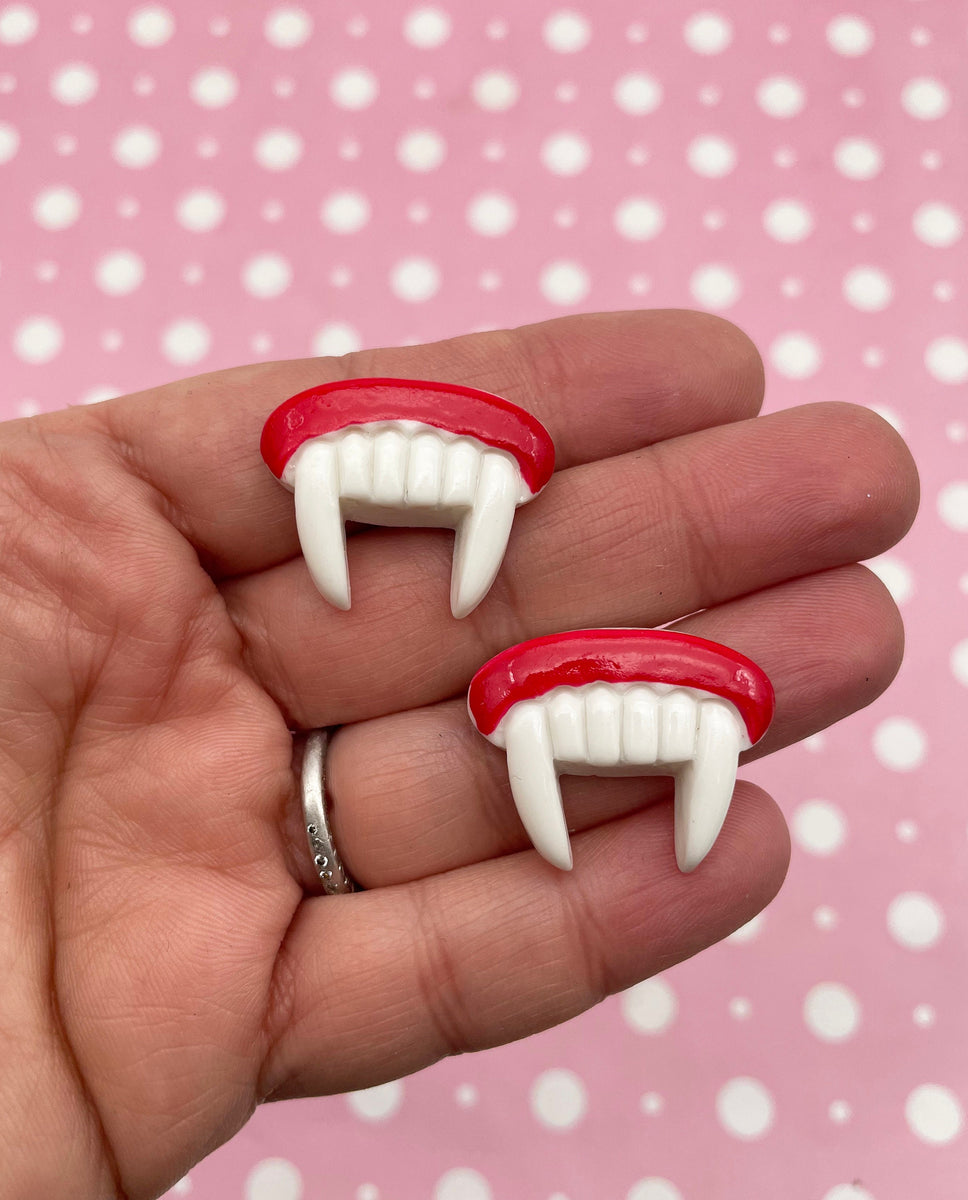 4 Dracula Vampire Teeth Cabochons, Cute Halloween Cabochons, #Dh29a ...