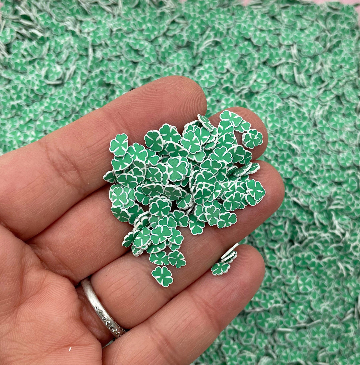 Green Polymer Clay Clover Shamrock Sprinkles, Fimo Fake Sprinkle Mix ...
