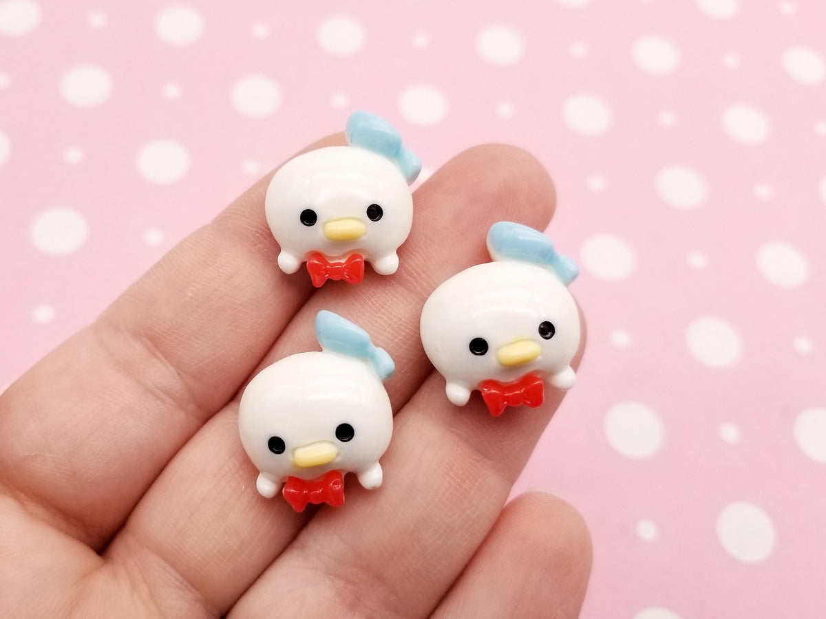 8 White Chicken Chick or Duck Resin Cabochons, #124A – Happy Kawaii ...