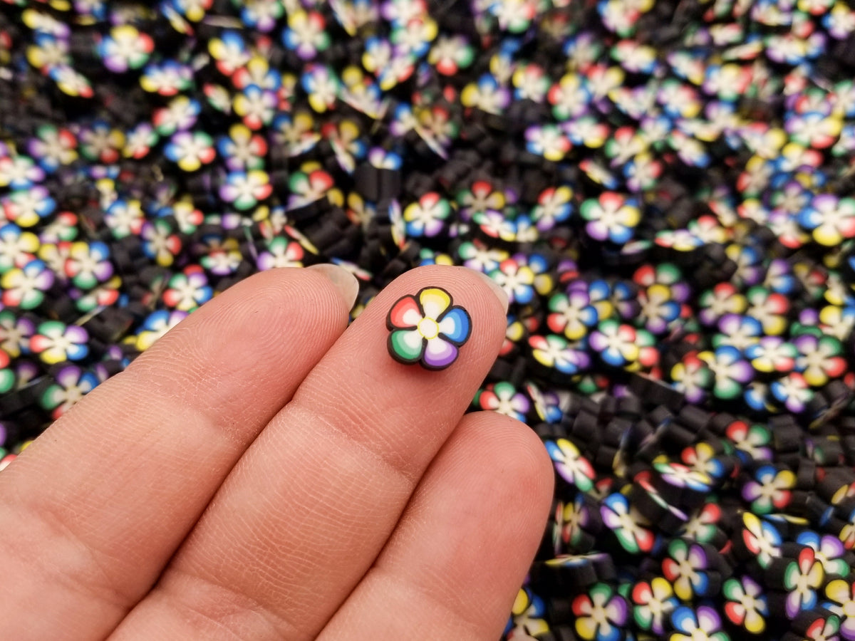Multicolor Rainbow Polymer Clay Flower Sprinkles, INEDIBLE Floral Fimo ...