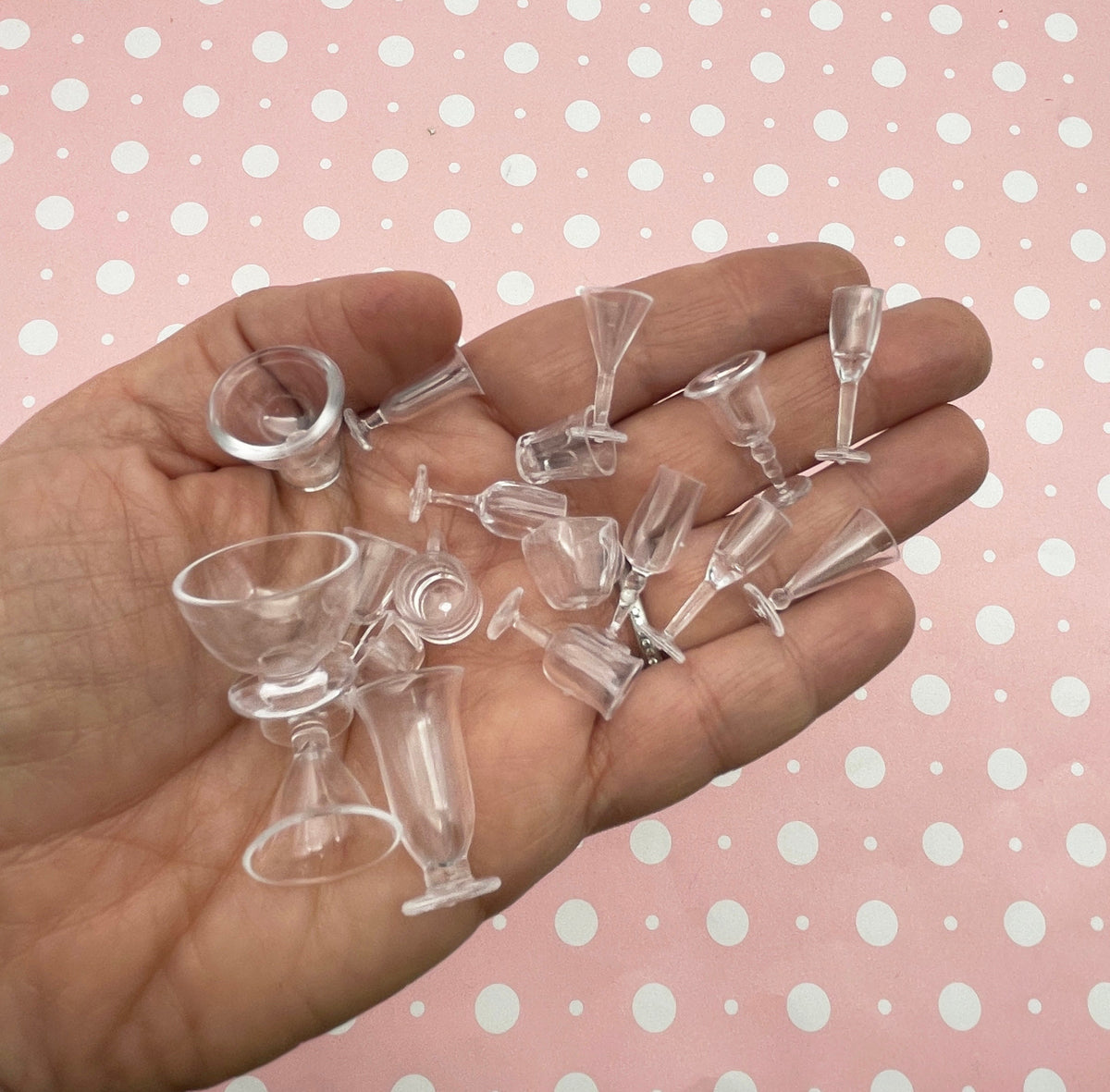 15 Piece Clear Plastic Miniature Dollhouse Drinking Glass, Wine Glass ...