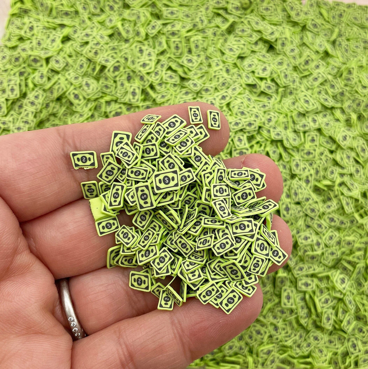 Green Dollar Bill Money Fimo Slices, Polymer Clay Cash NON EDIBLE Spri ...
